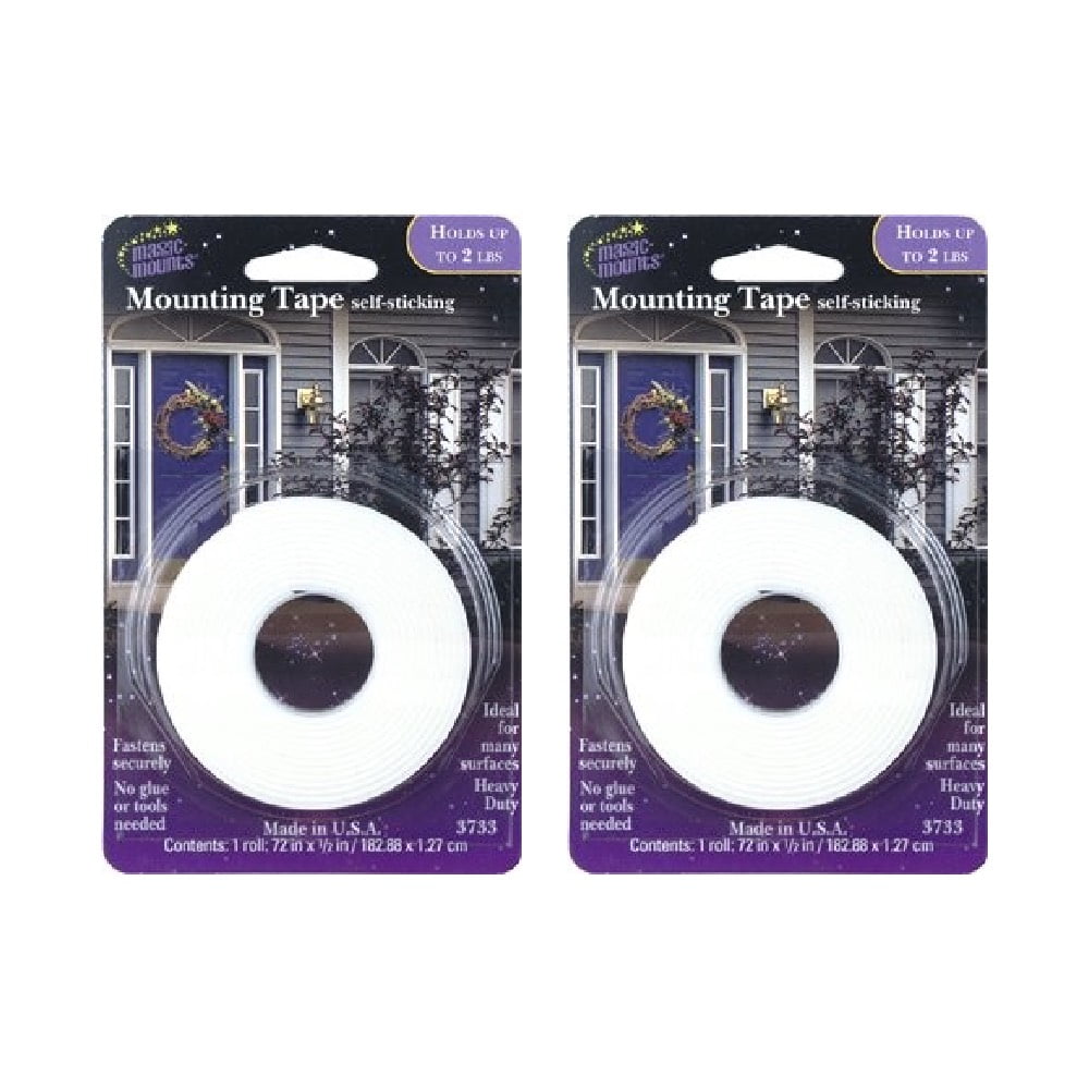 Magic Mounts Mounting Tape Adhesive 72 in x .5 in White Made in USA, 2 ...