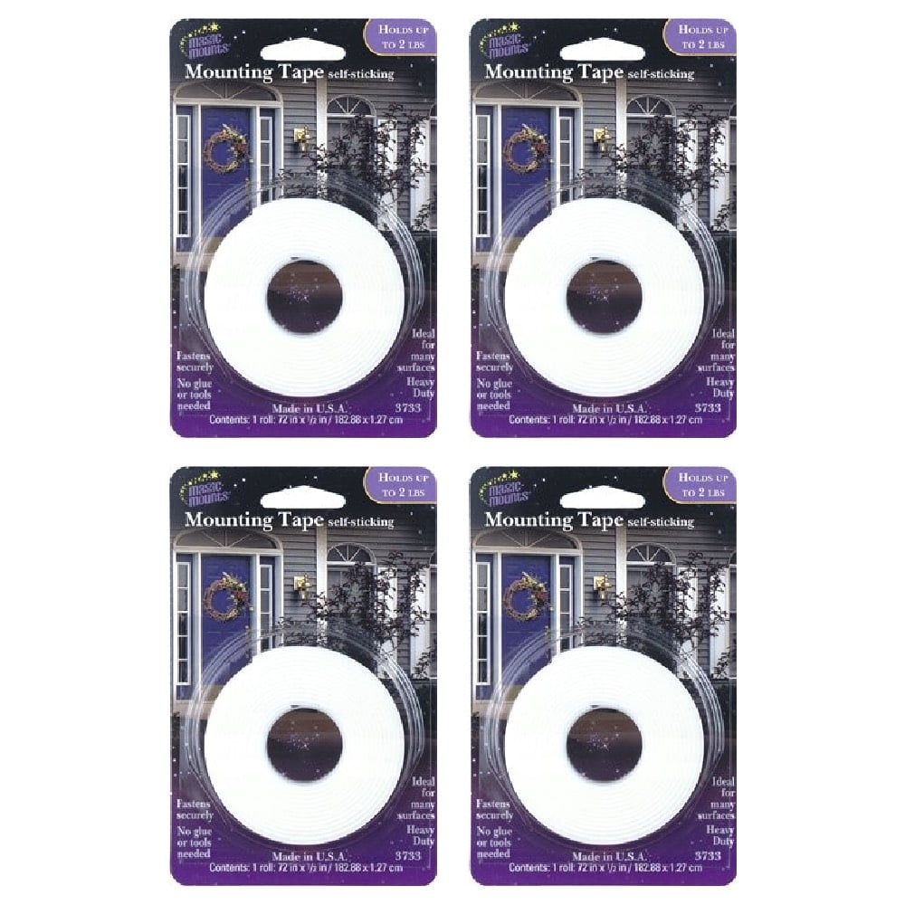 Magic Mounts Mounting Tape Adhesive 72 in x .5 in White Made in USA, 4 ...