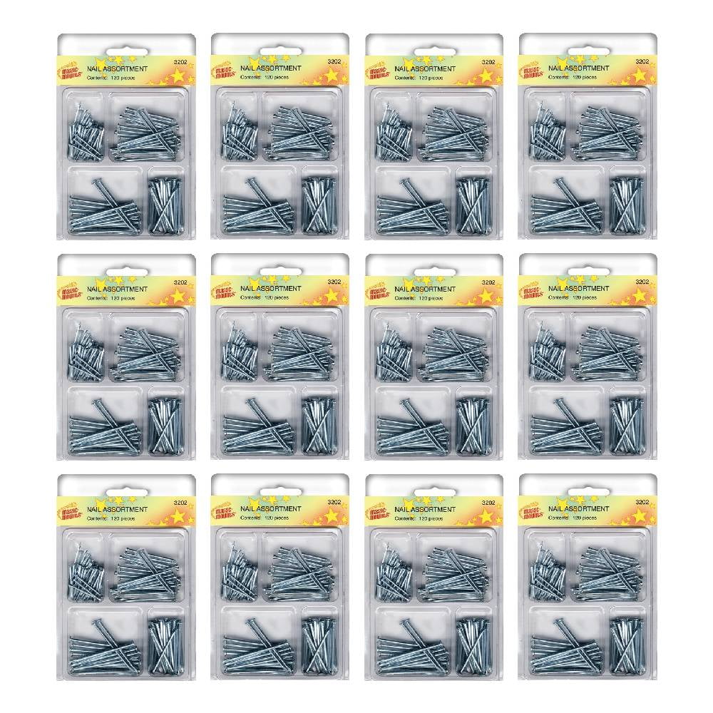 MagicMount Nail Assortment, 120 Pieces, Assorted Sizes, 12-Pack ...