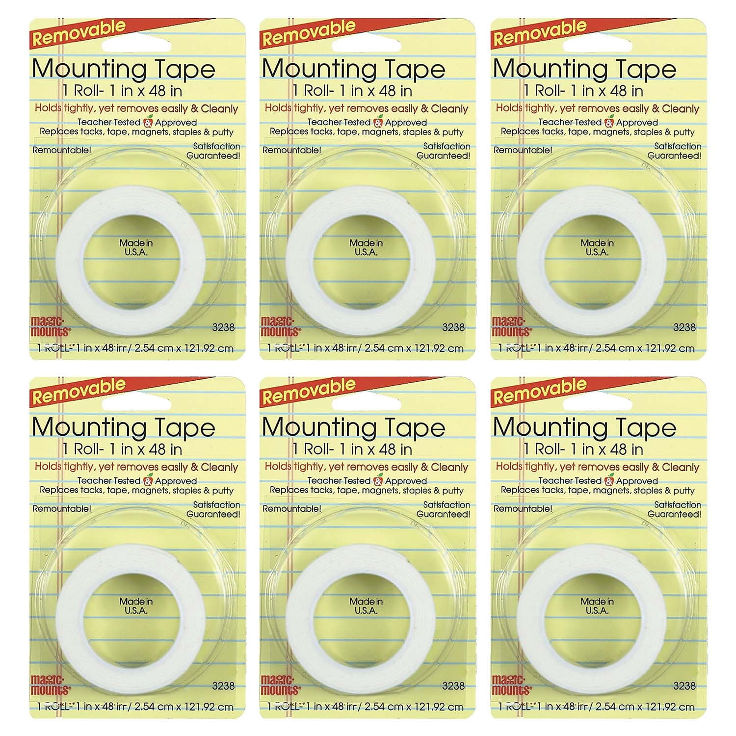 Magic Mounts Removable Magic Mounting Tape, 1" x 48", 6 Rolls - Walmart.com