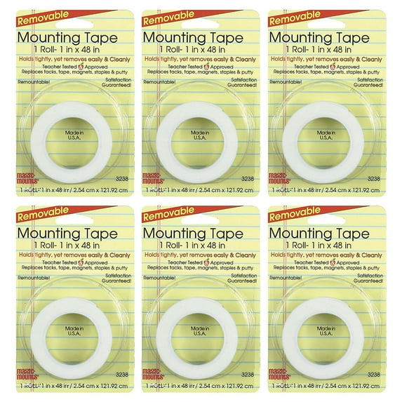 Magic Mounts Removable Magic Mounting Tape, 1" x 48", 6 Rolls - Walmart.com