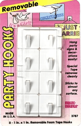 Magic Mounts Removable Party Hooks 8 1"x1" hooks per pack --2 packs ...