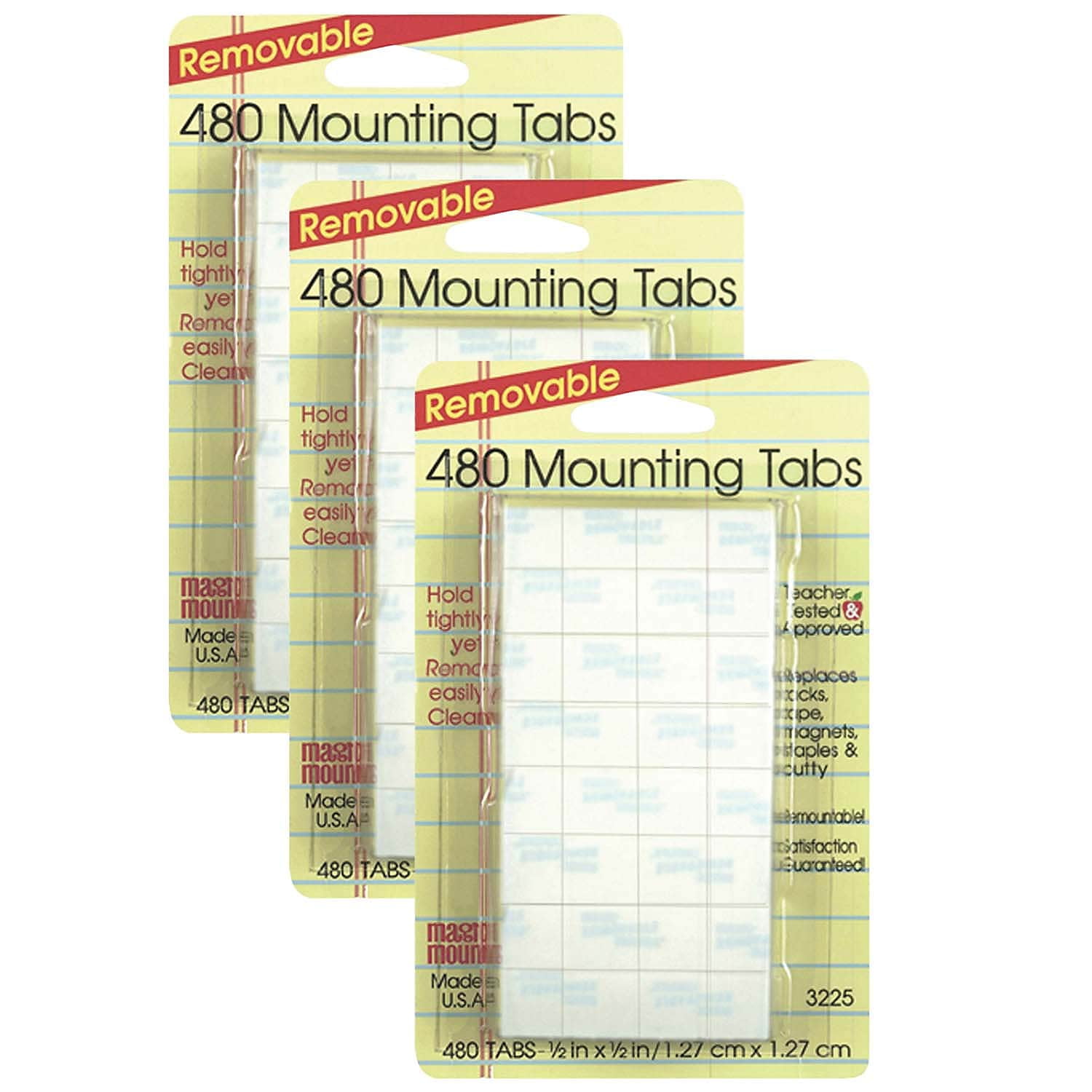 Magic Mounts Removable Tabs, 0.5" x 0.5", 480 Per Pack, 3 Packs ...