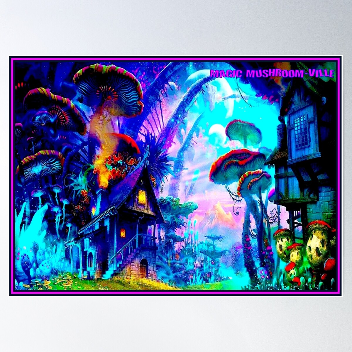 Magic Mushroom : Abstract Psychedelic Village Print Poster Wall Art ...