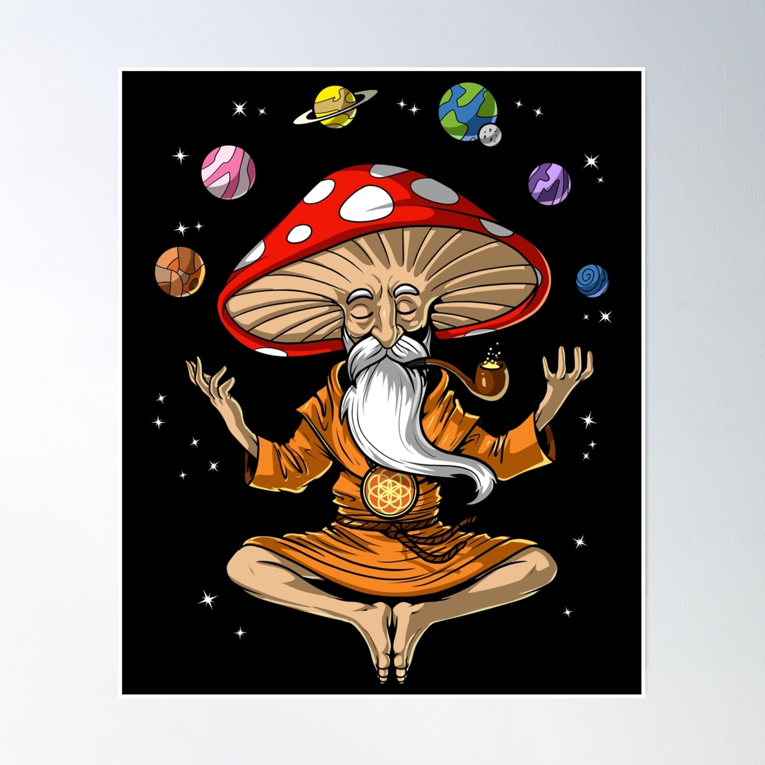 Magic Mushroom Buddha Poster Wall Art, Modern Wall Decor, 16x24 ...