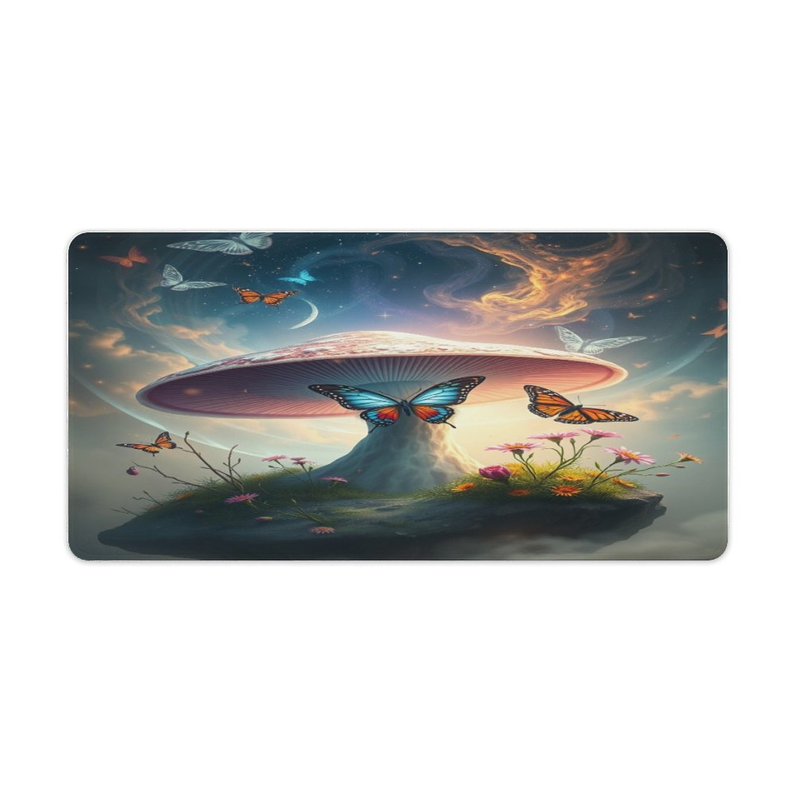 Magic Mushroom Butterflies Mousepad Gamer Desk Mat Large Keyboard Pad ...