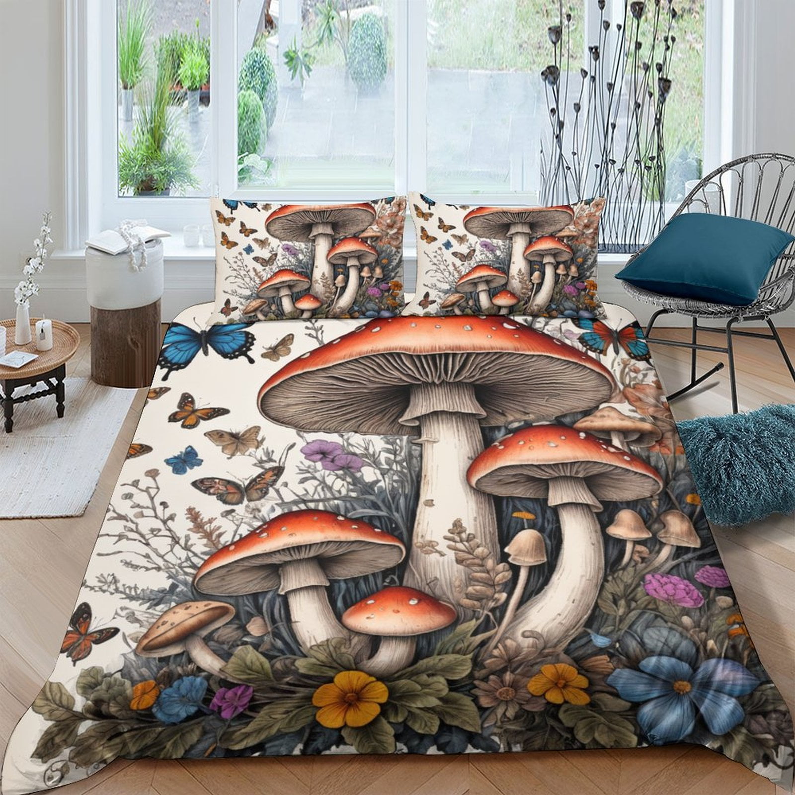 Magic Mushroom Printed Comforter Cover Set Soft Bedding Set Bedspreads ...