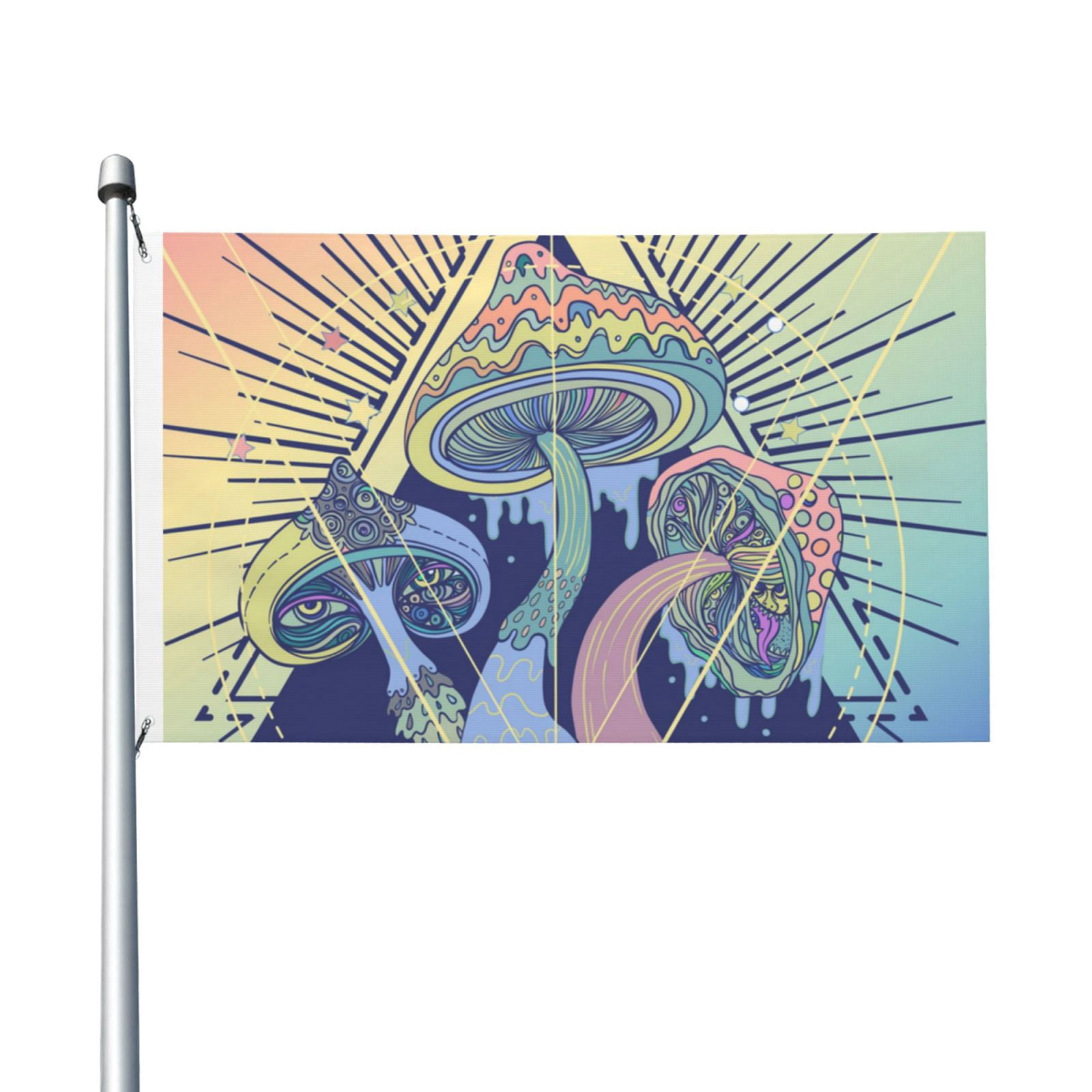 Magic Mushrooms Geometry Psychedelic Flag 3X5 Ft Garden Yard House ...