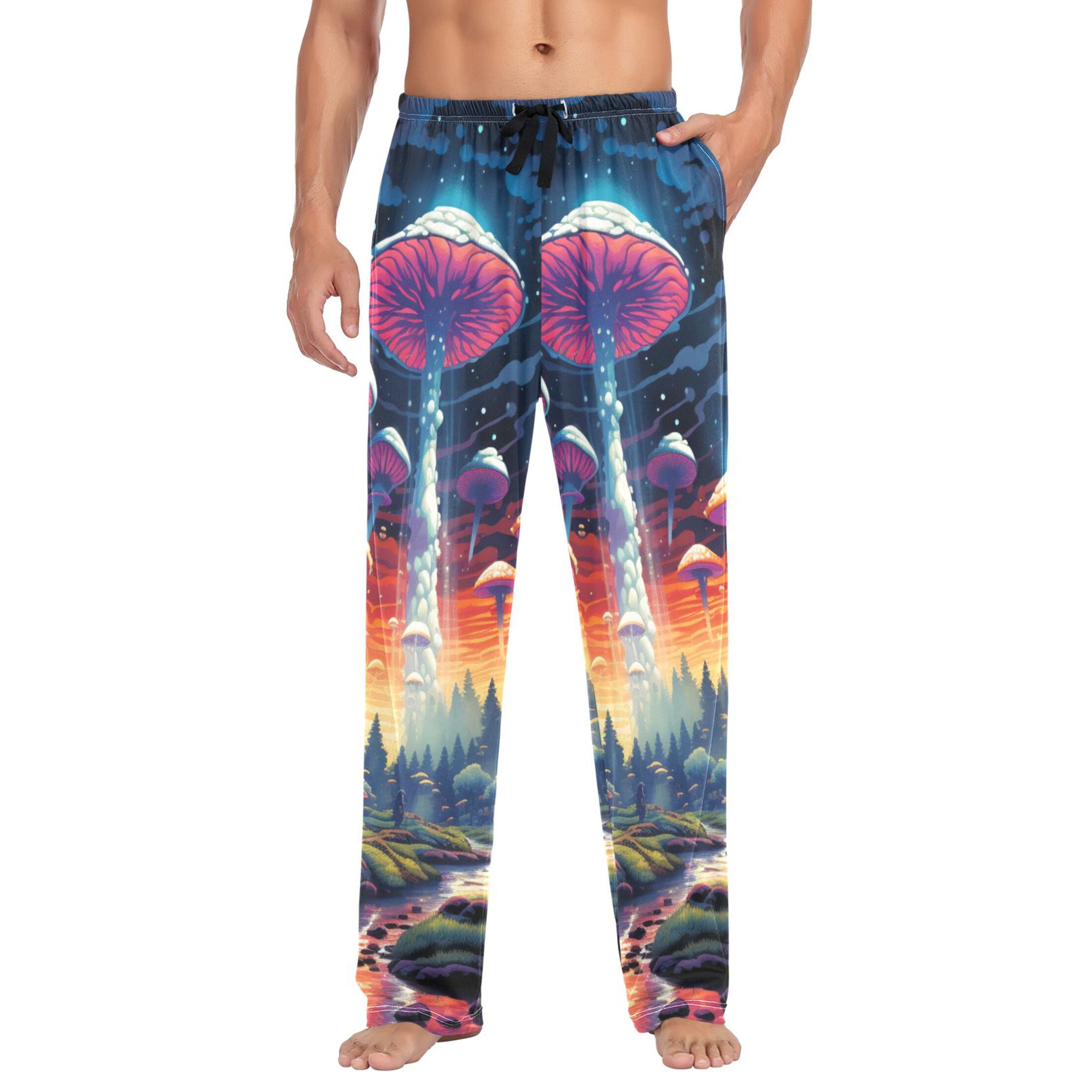 Magic Mushrooms Mens Cotton Pajama Pant Sleep and Lounge Bottons with ...