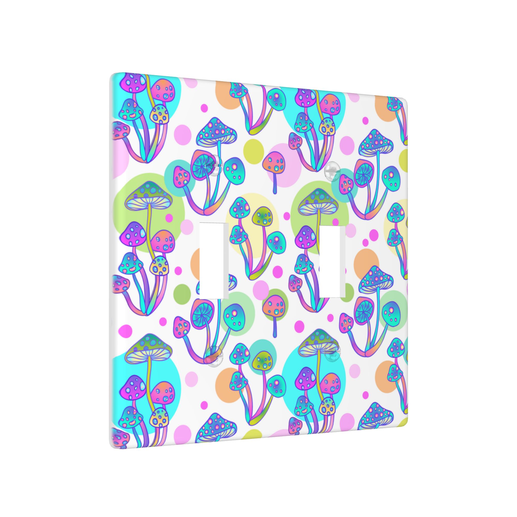 Magic-Mushrooms-Pattern Double Toggle Light Switch Plate Decorative ...