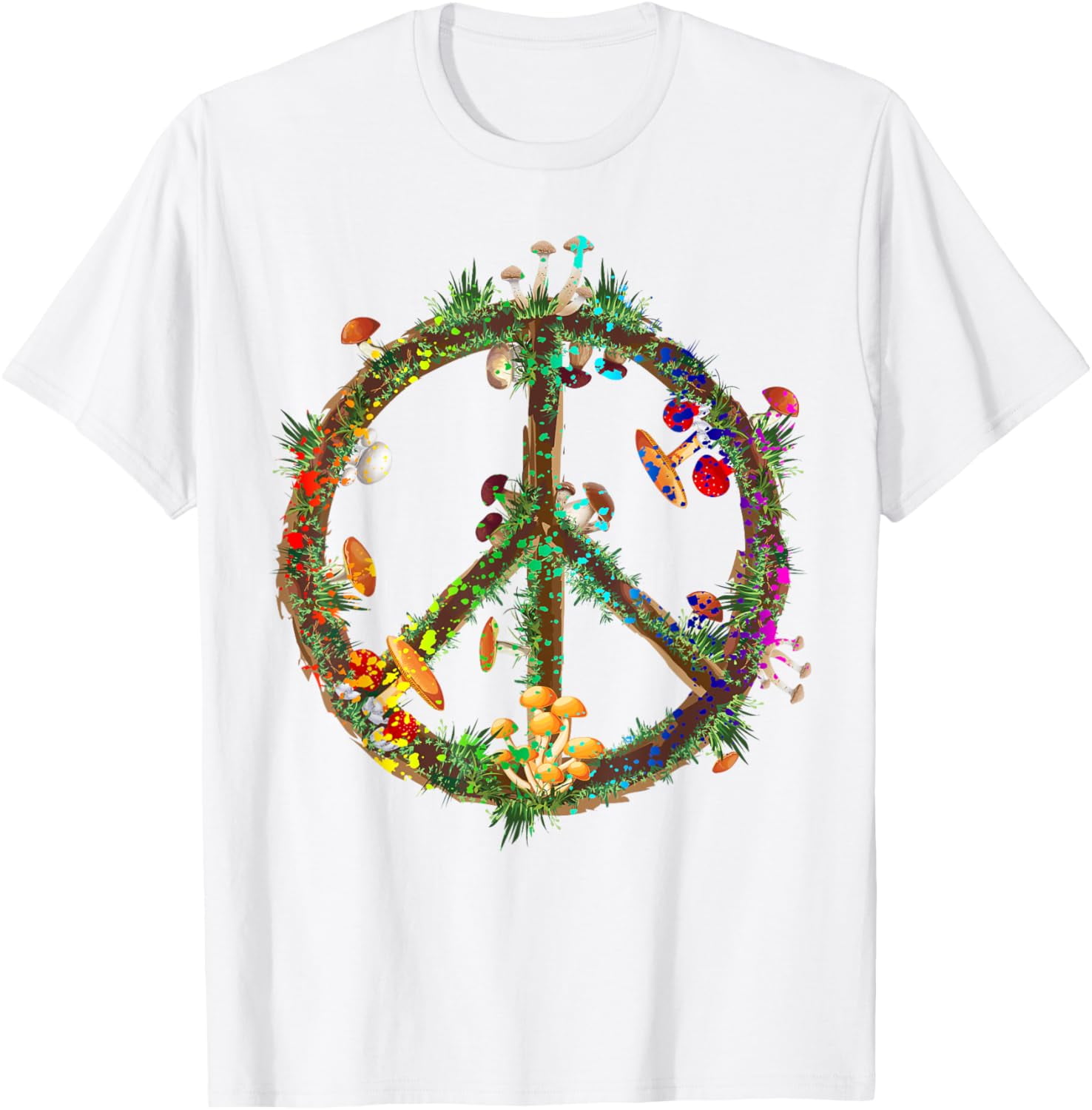 Magic Mushrooms Peace Sign Psychedelic Retro Shrooms Gift T-ShirtMen ...
