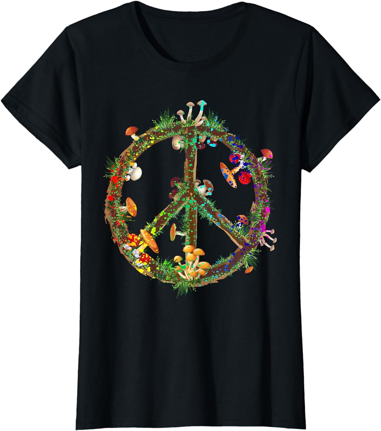 Magic Mushrooms Peace Sign Psychedelic Retro Shrooms Gift T-Shirt ...