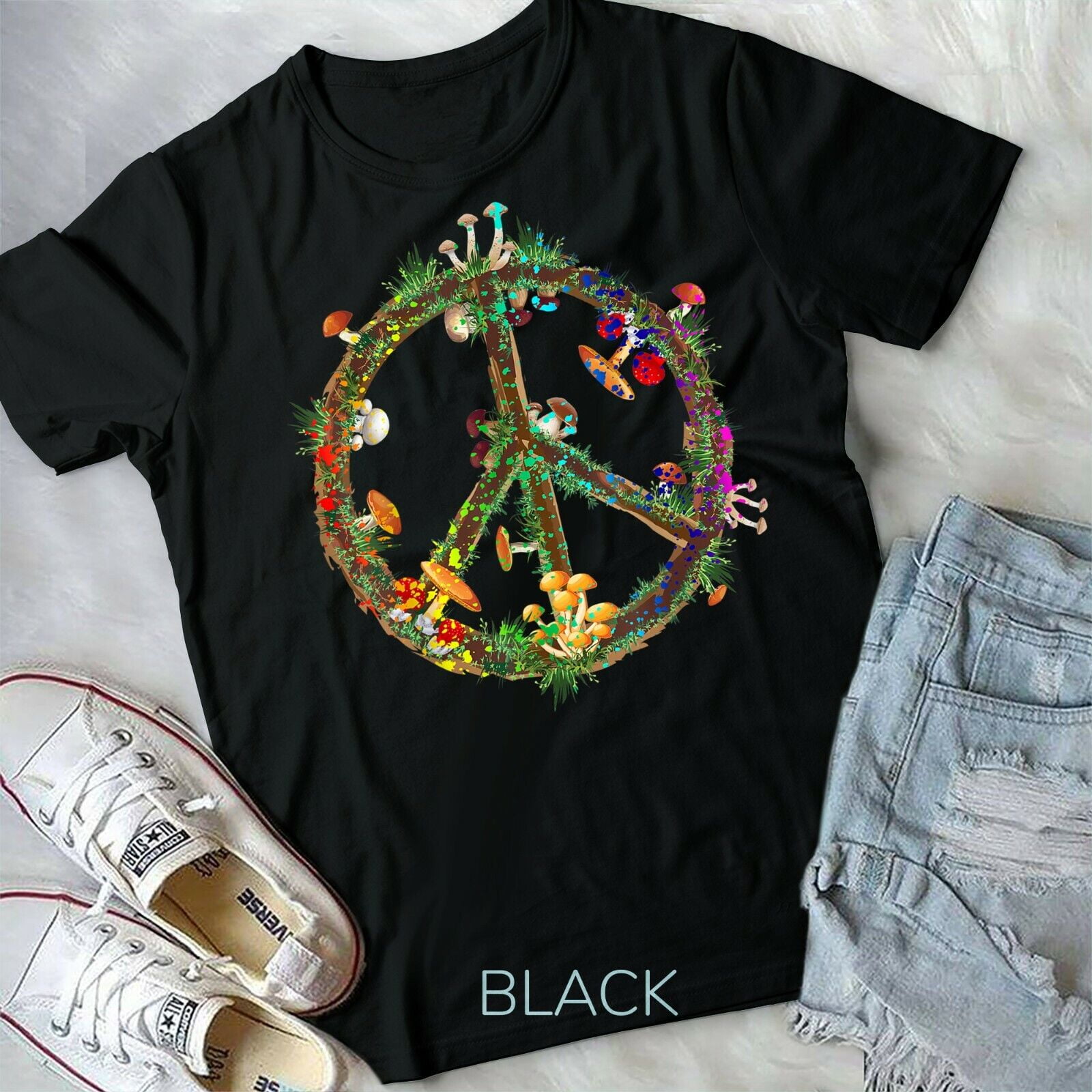 Magic Mushrooms Peace Sign Psychedelic Retro Shrooms Gift - Unisex Form ...