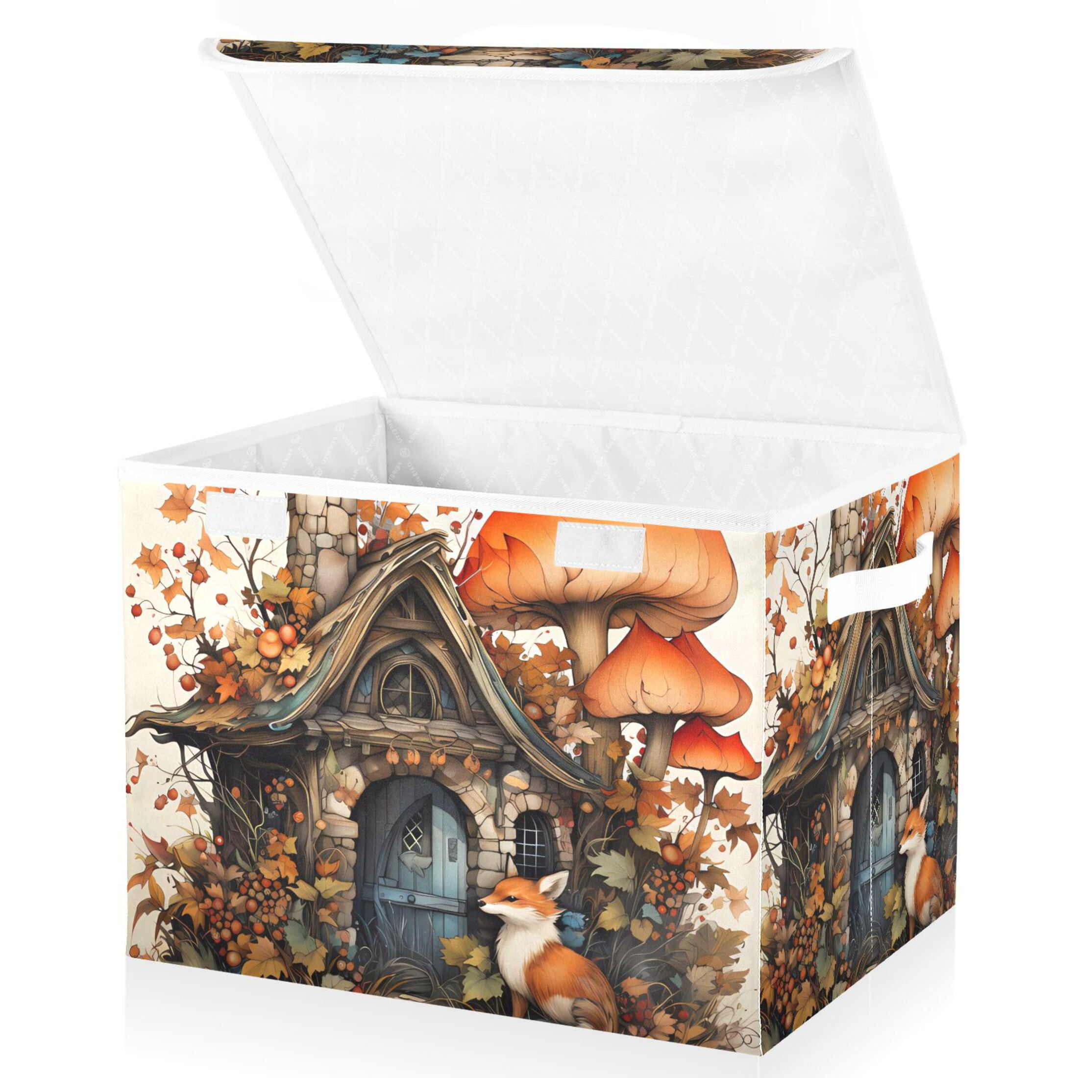 Magic Mushrooms and Fox Large Lidded Bin Foldable Storage Baskets Boxes ...