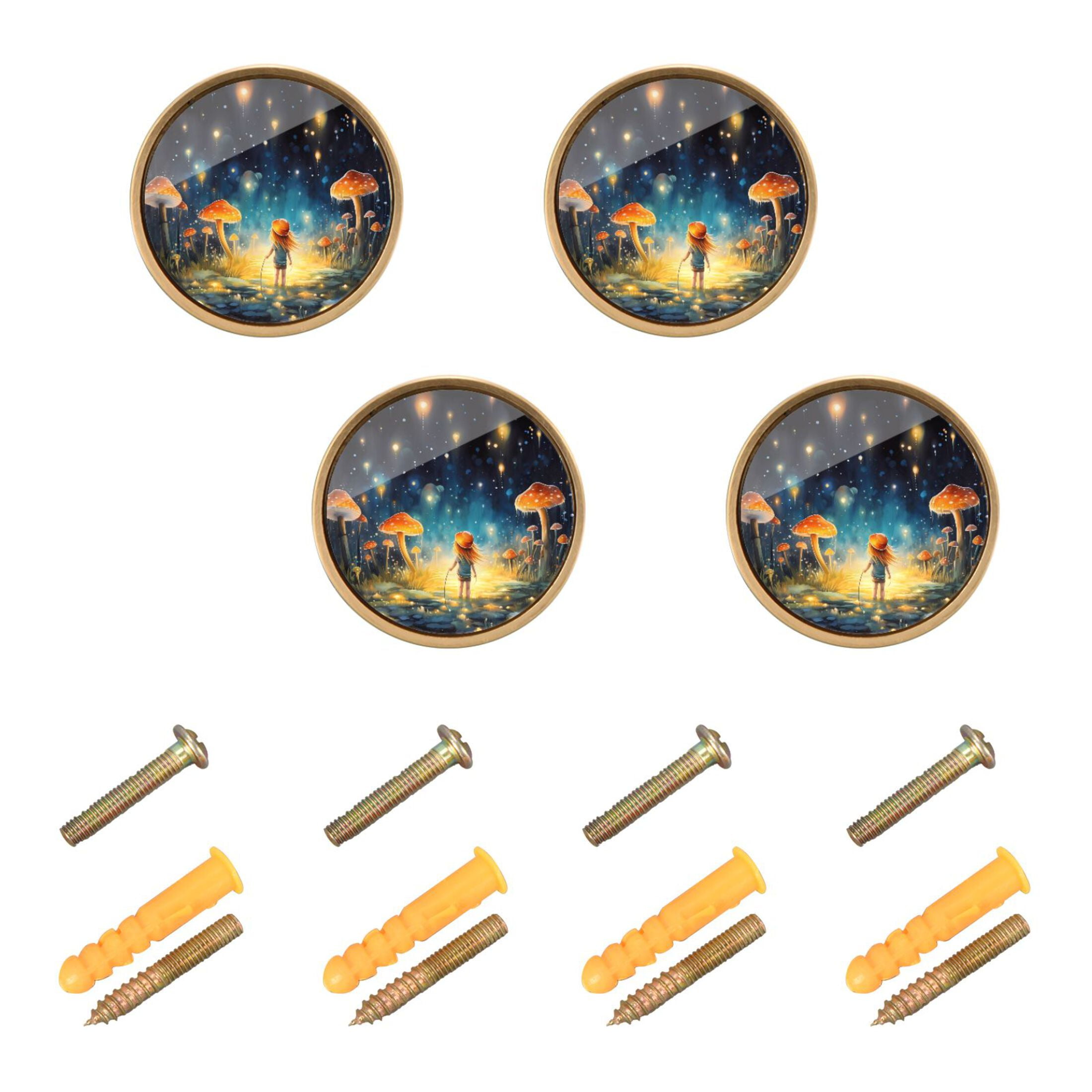 Magic Mushrooms with Girl Cabinet Knobs Kitchen Drawers Knobs Door ...
