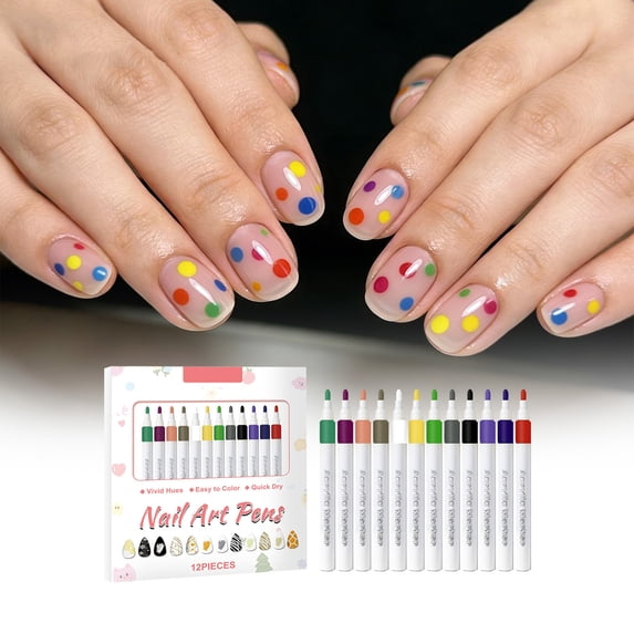 Magic Nail Markers,12 Colors DIY Long-Lasting Manicure Tool,Long ...
