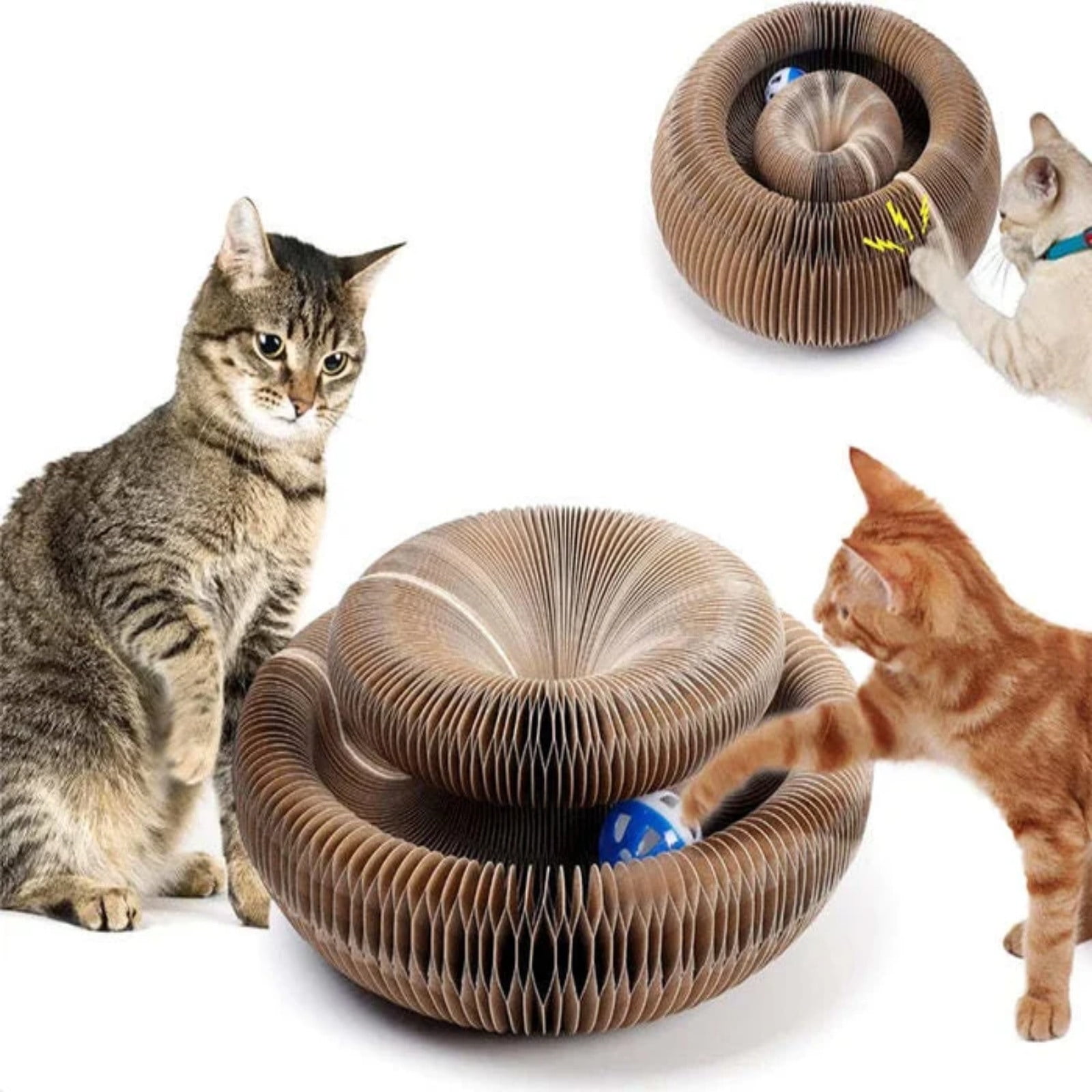 Magic Organ Cat Scratching Board with a Toy Bell Ball, Foldable Cat ...