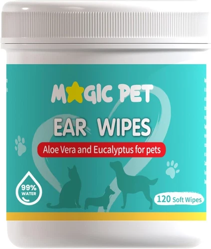 Magic Pet Dog Ear Cleaner Wipes 120 Grooming Wipes W/Aloe Vera ...