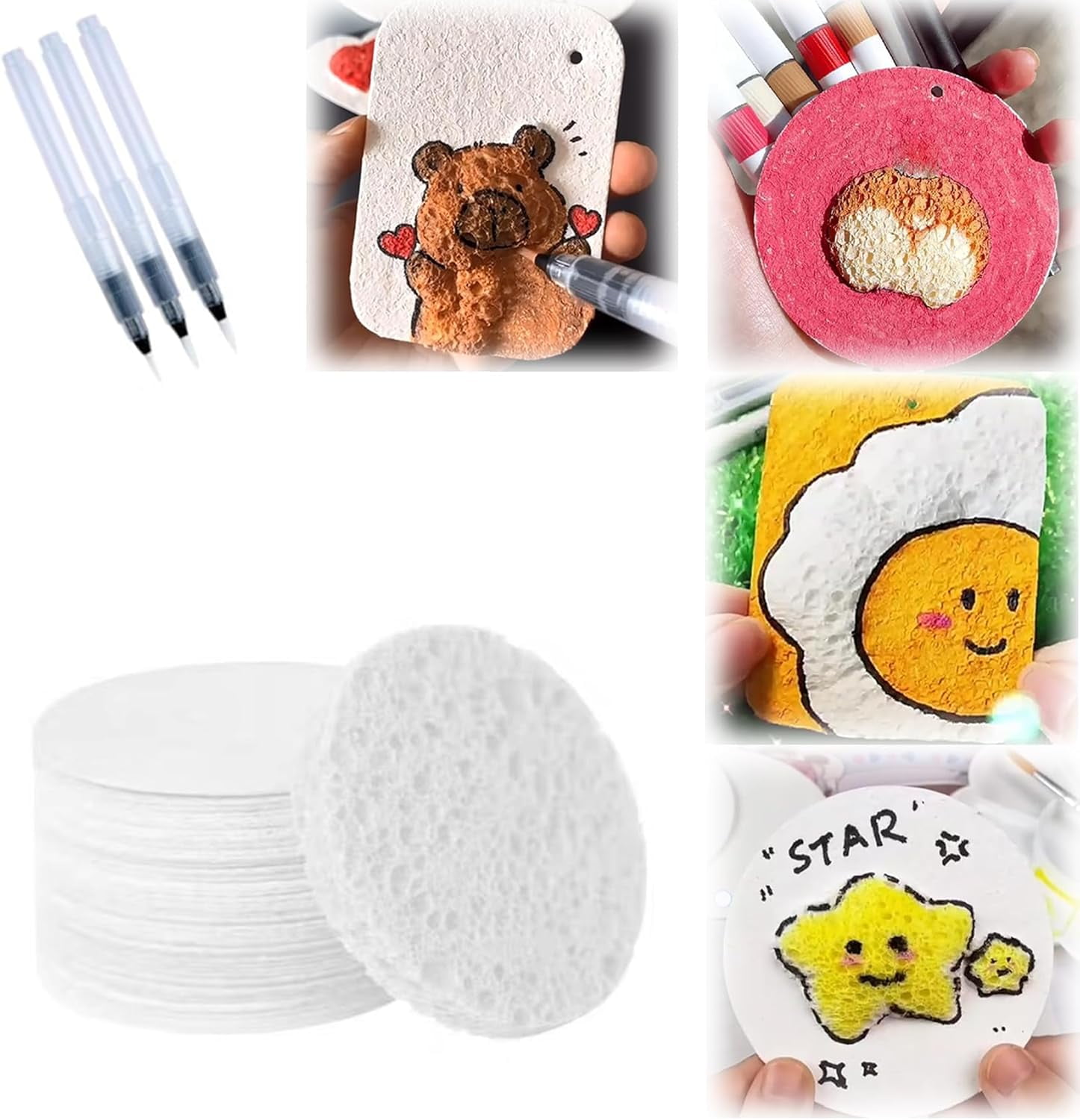 Magic Puffy Paint, 3D Compressed Wood Pulp Cotton Canvas Sponge, Square ...