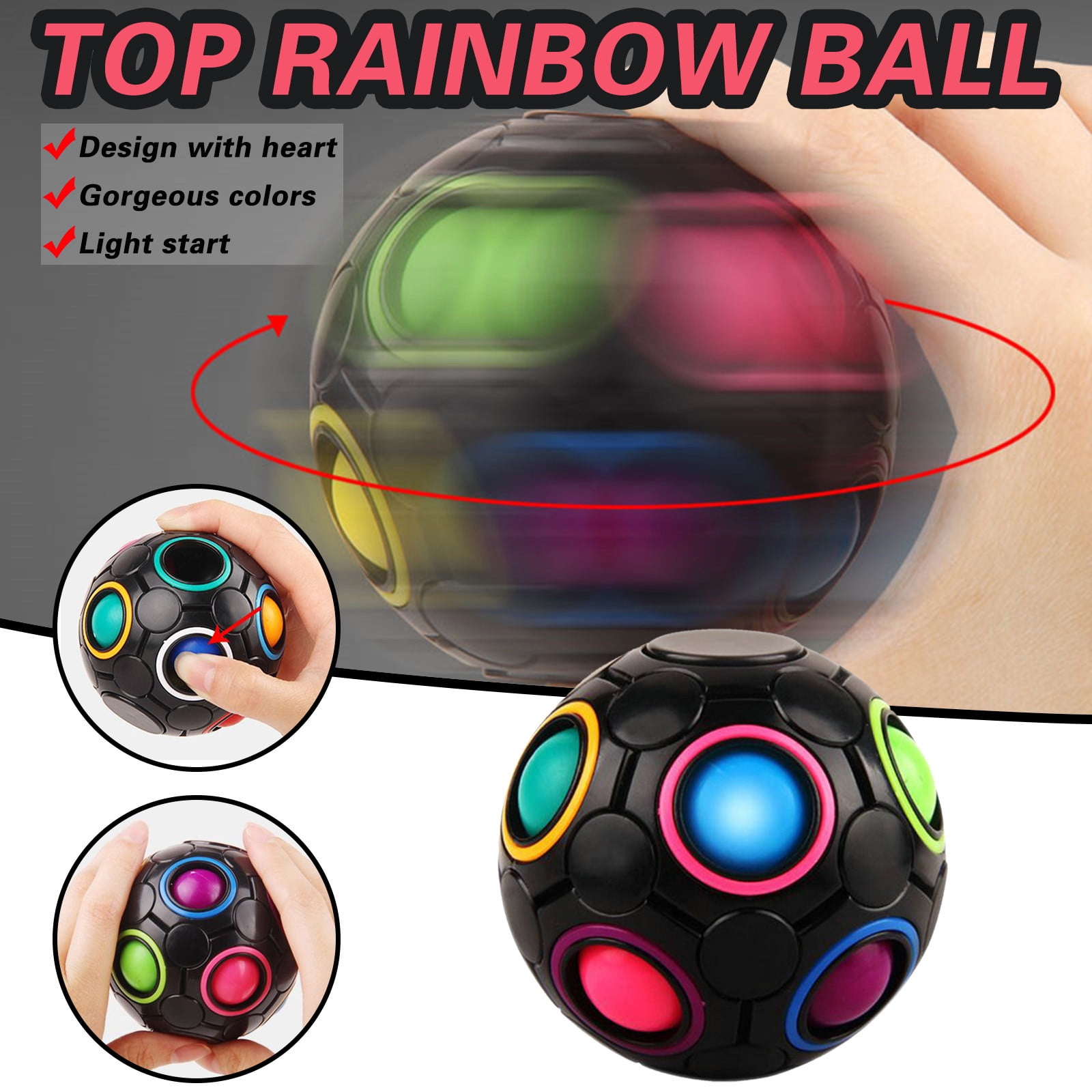 Magic Rainbow Puzzle Ball Speed Ball Game Fun Stress Reliever For ...