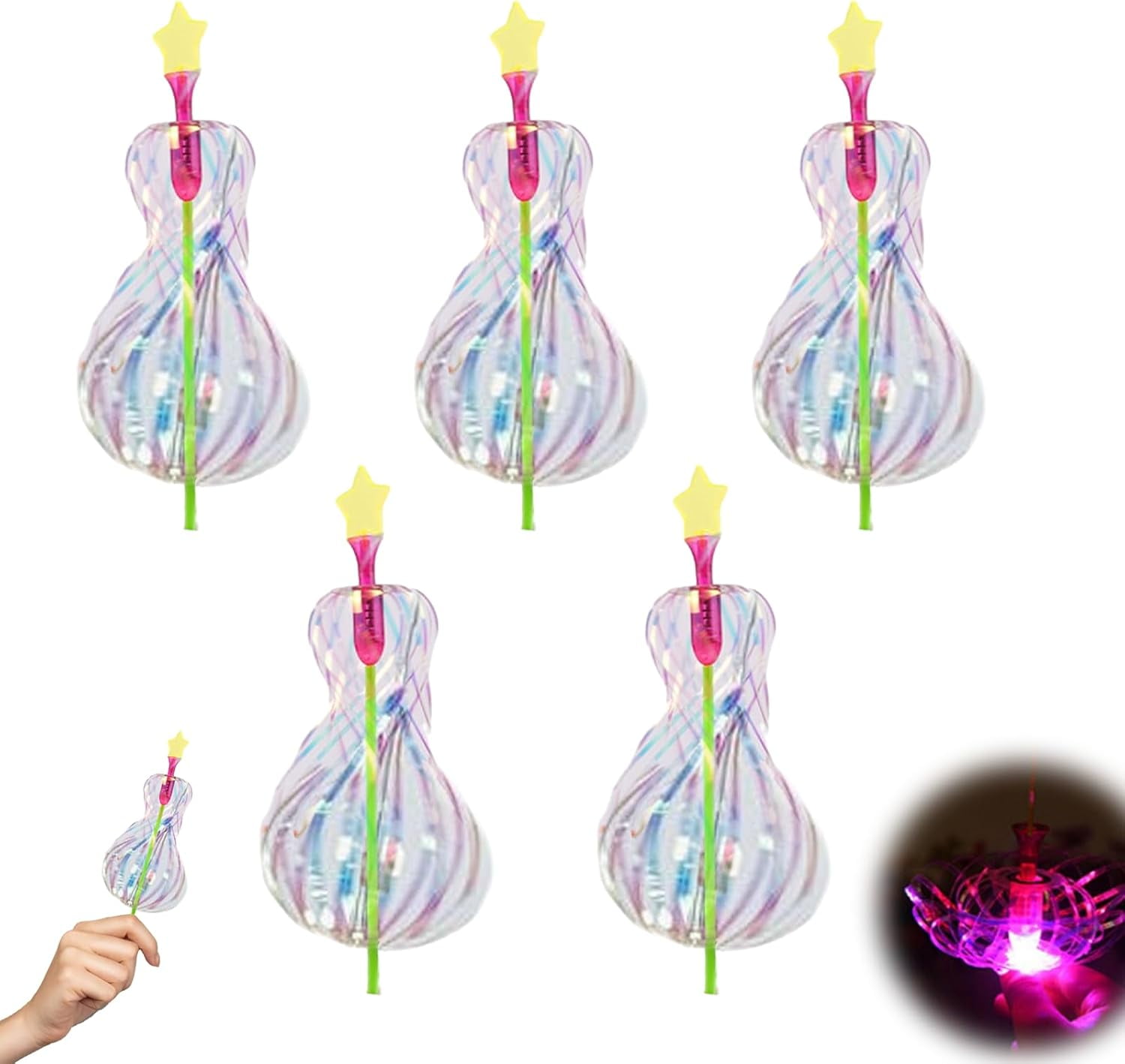 Magic Rainbow Spinner Toy Twirler Ribbon Fairy Wands Bright Glitter ...