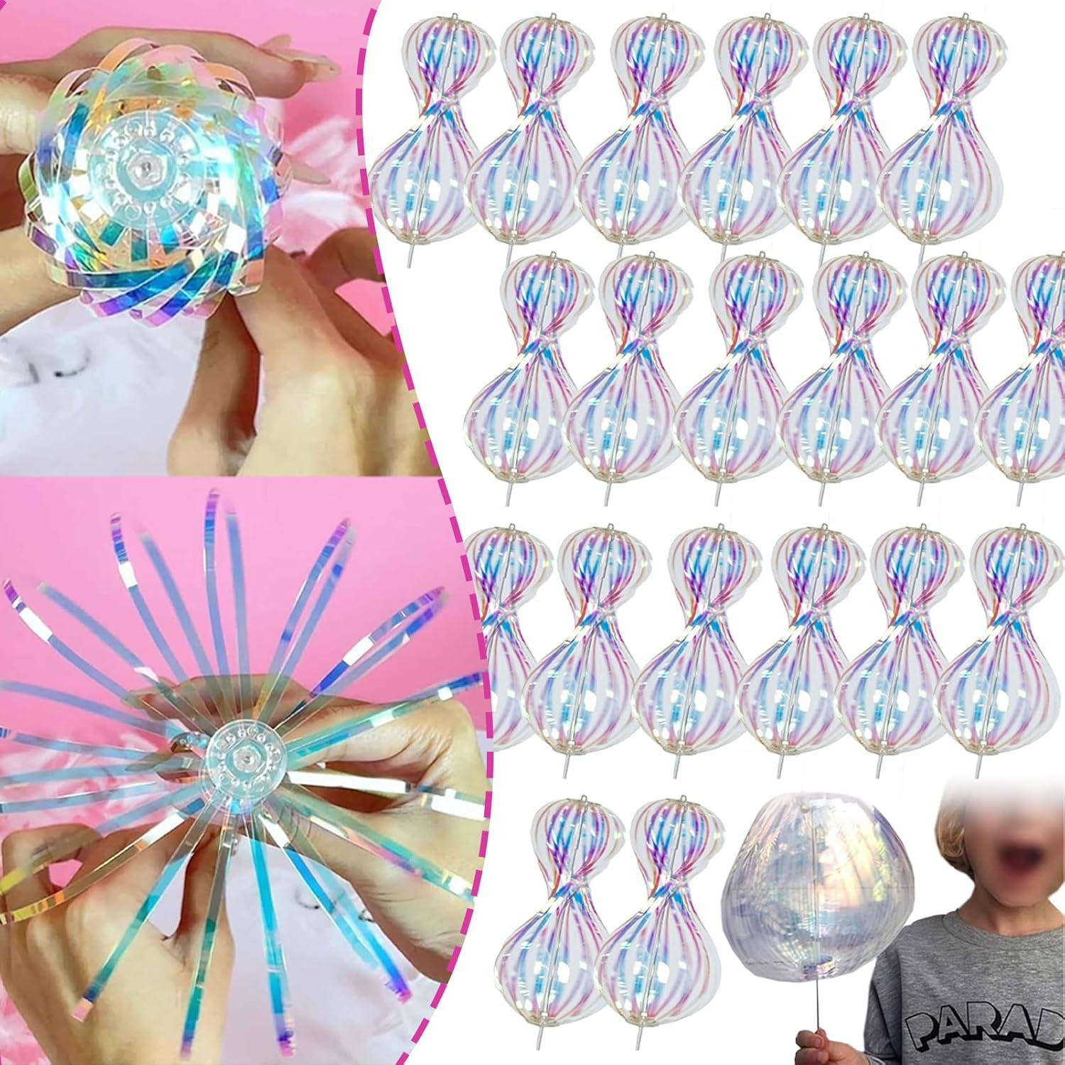 Magic Rainbow Spinner, Rainbow Twirler Stick, 4pcs Bubble Magic Wand ...