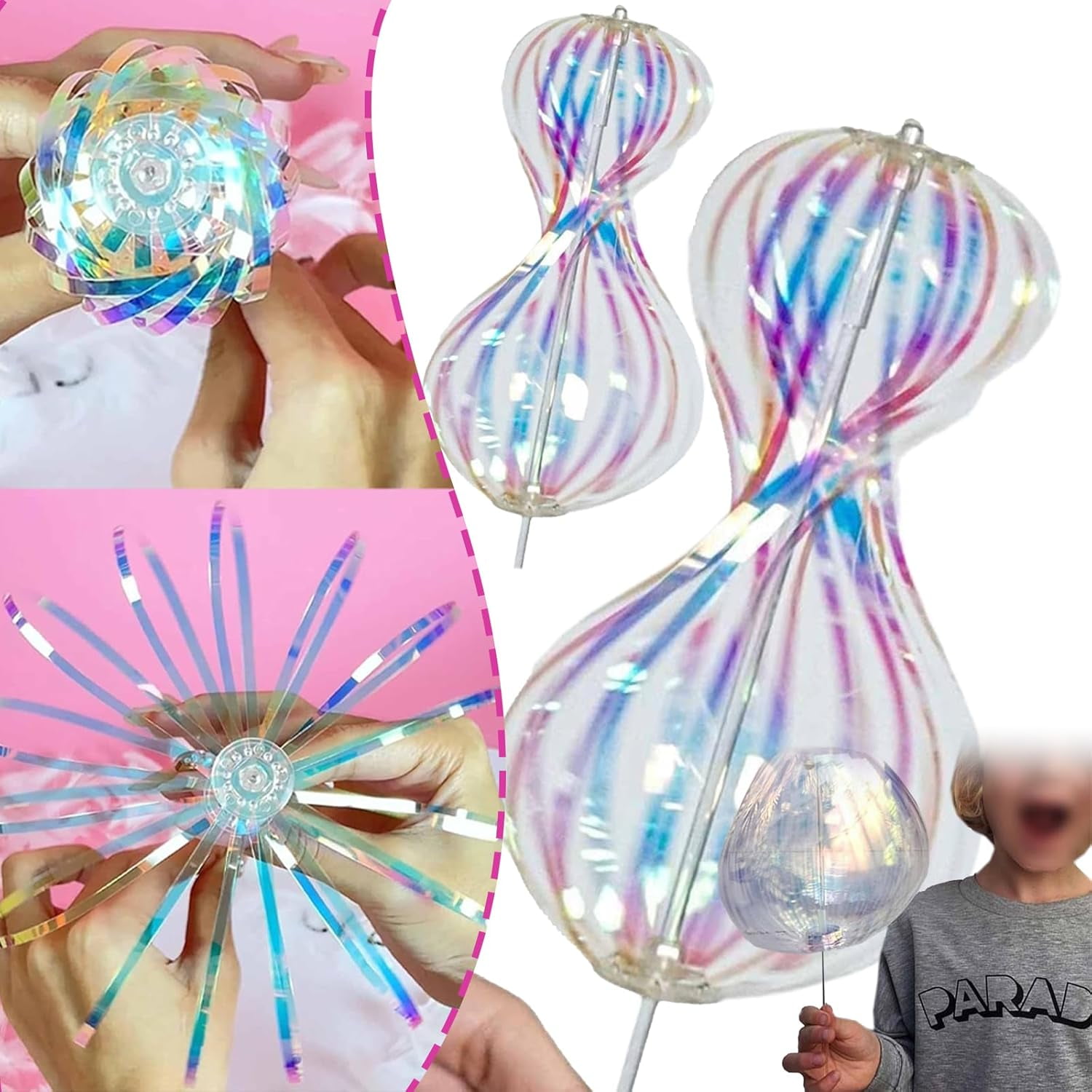Magic Rainbow Spinner, Rainbow Twirler Stick, 4pcs Bubble Magic Wand, Magic Party Bubble Wand ...