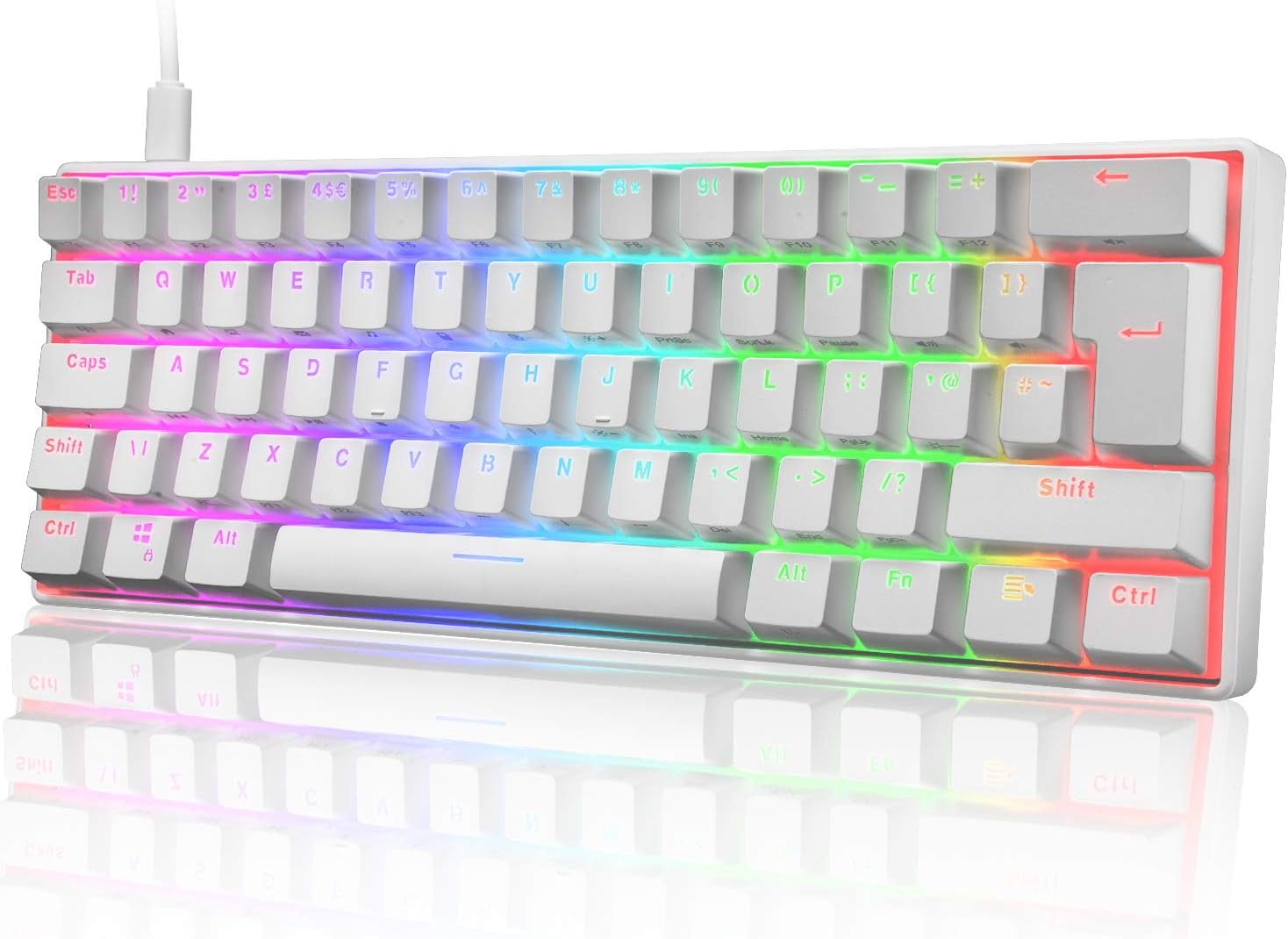 Magic Refiner 60% Mechanical Keyboard, UK Layout, 62 Keys, Type C, LED ...