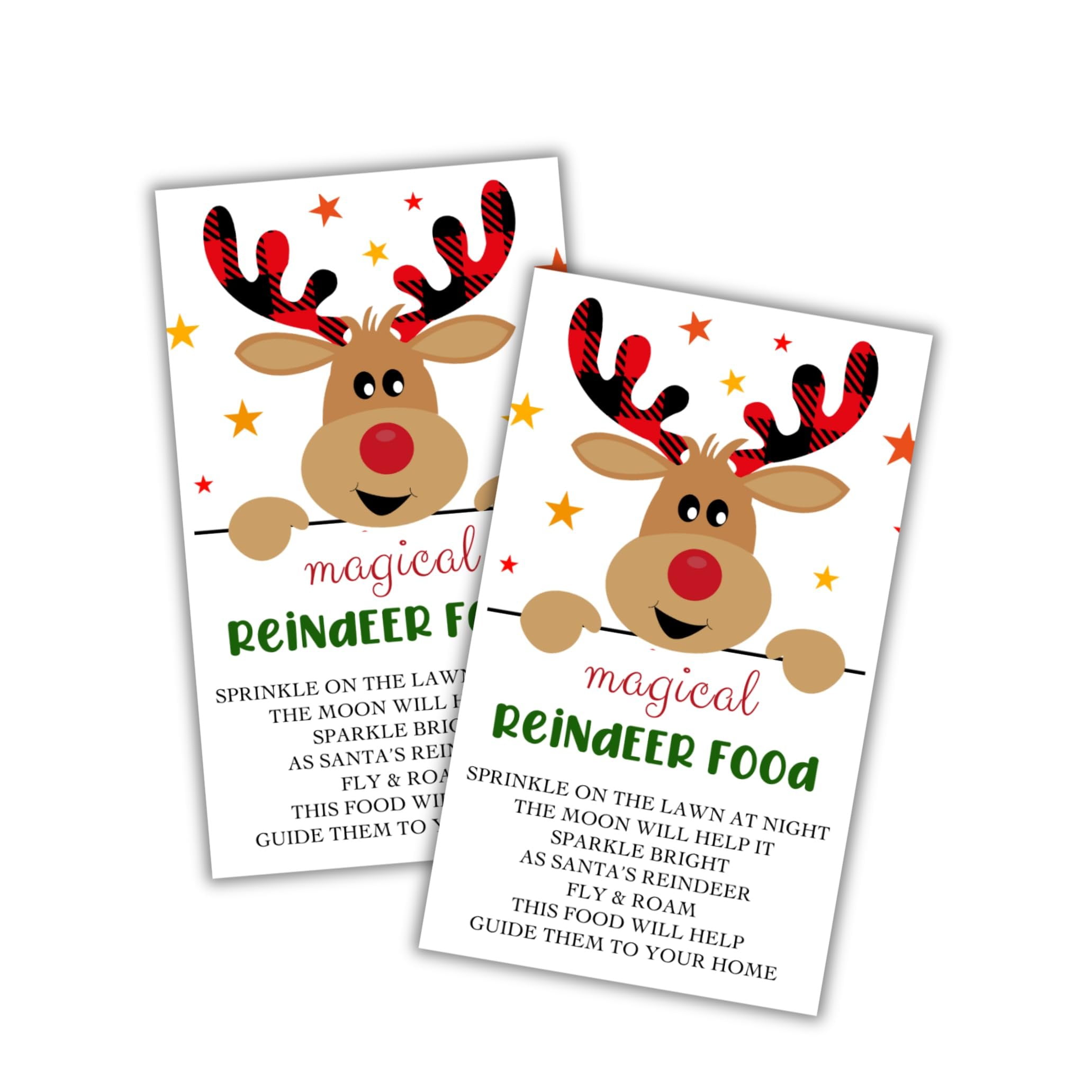 Magic Reindeer Food Holiday Tags Cards 50 Pack 3.5 x 2 Labels Santa ...