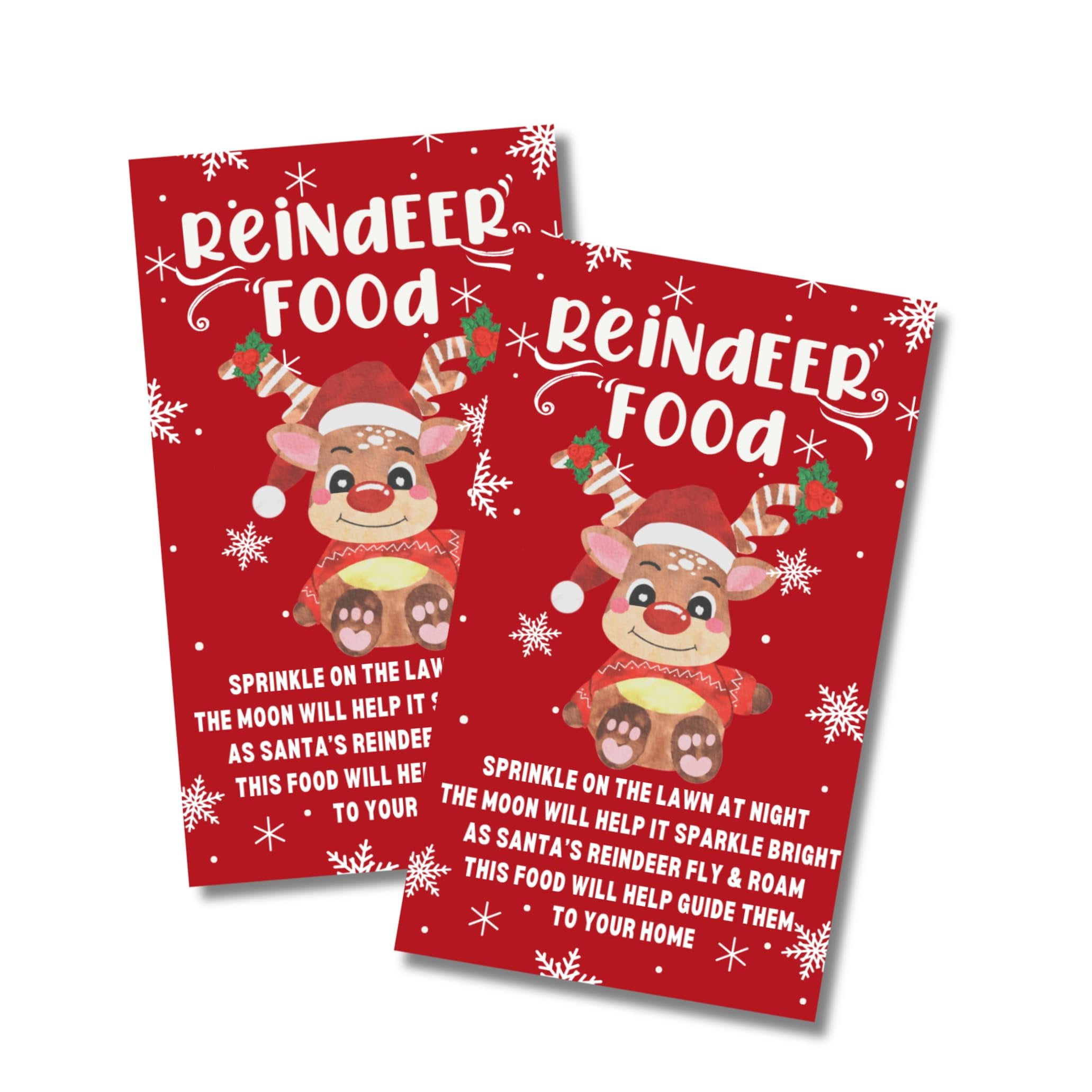 Magic Reindeer Food Holiday Tags Cards 50 Pack 3.5 x 2 Labels Santa ...