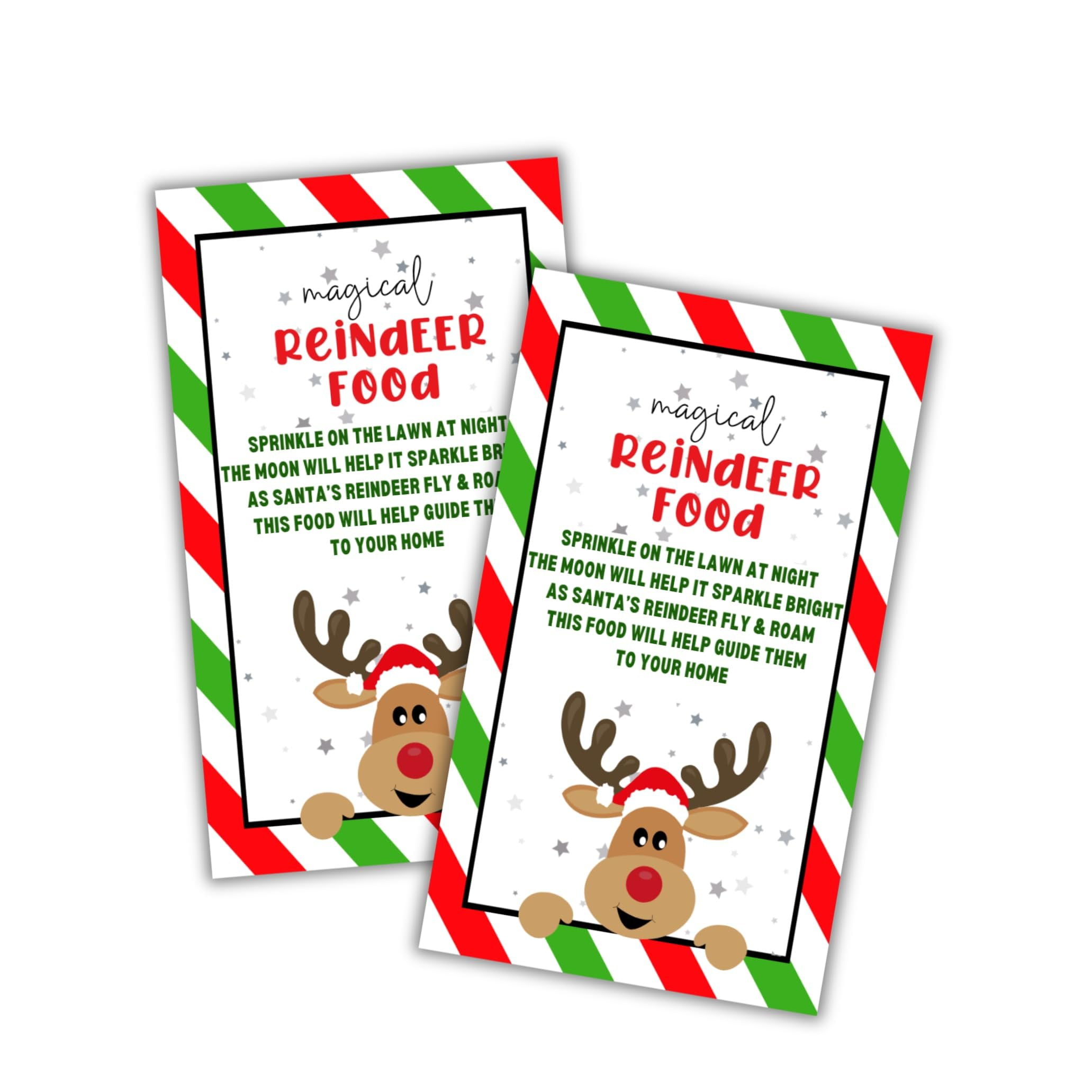 Magic Reindeer Food Holiday Tags Cards 50 Pack 3.5 x 2 Labels Santa ...