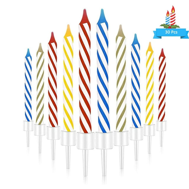 Magic Relighting Sparkling Colored Flame Birthday Candles, 30 Pieces ...