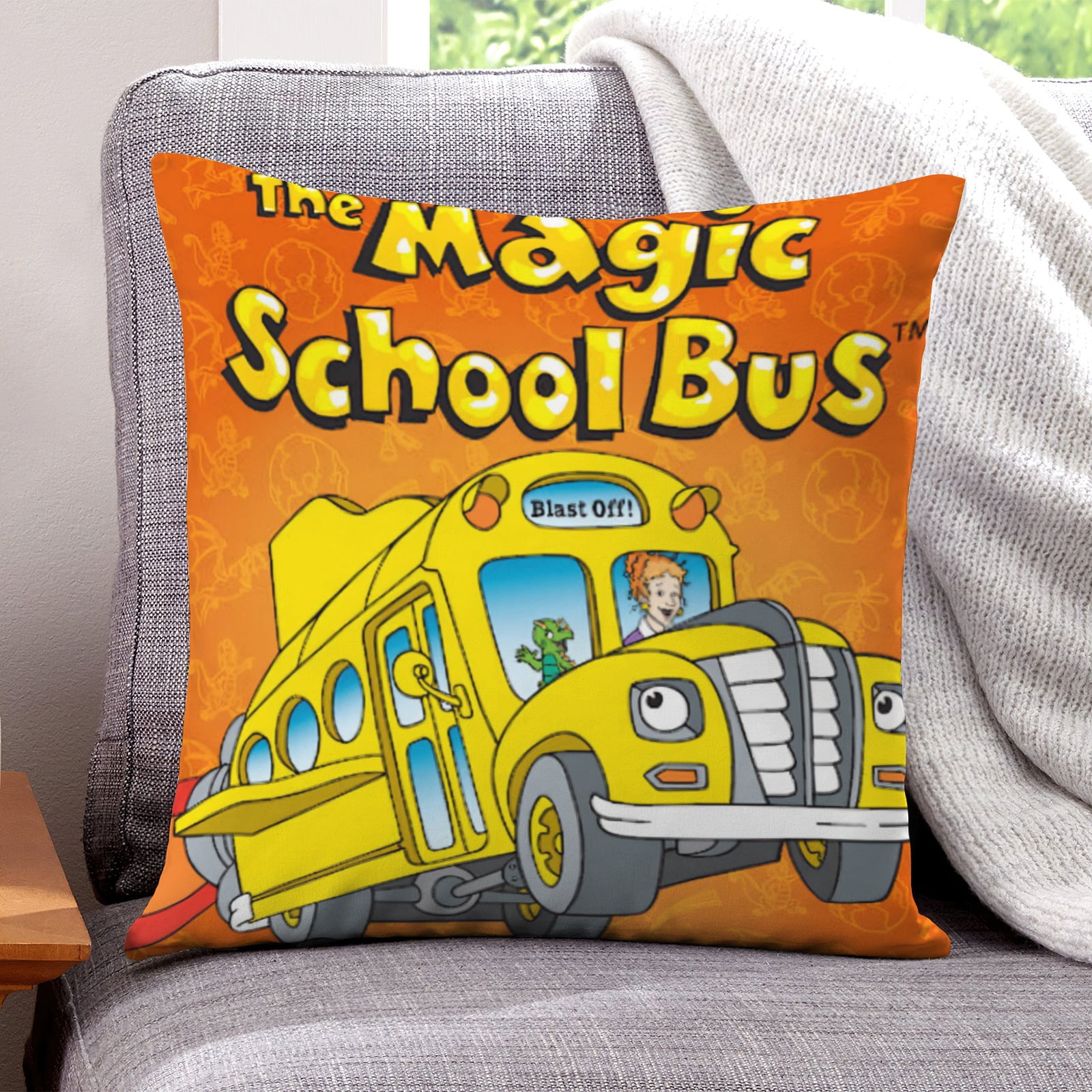 Magic School Bus Pillow Cover Gifts 45 x 45 cm (18 x 18 inches ...