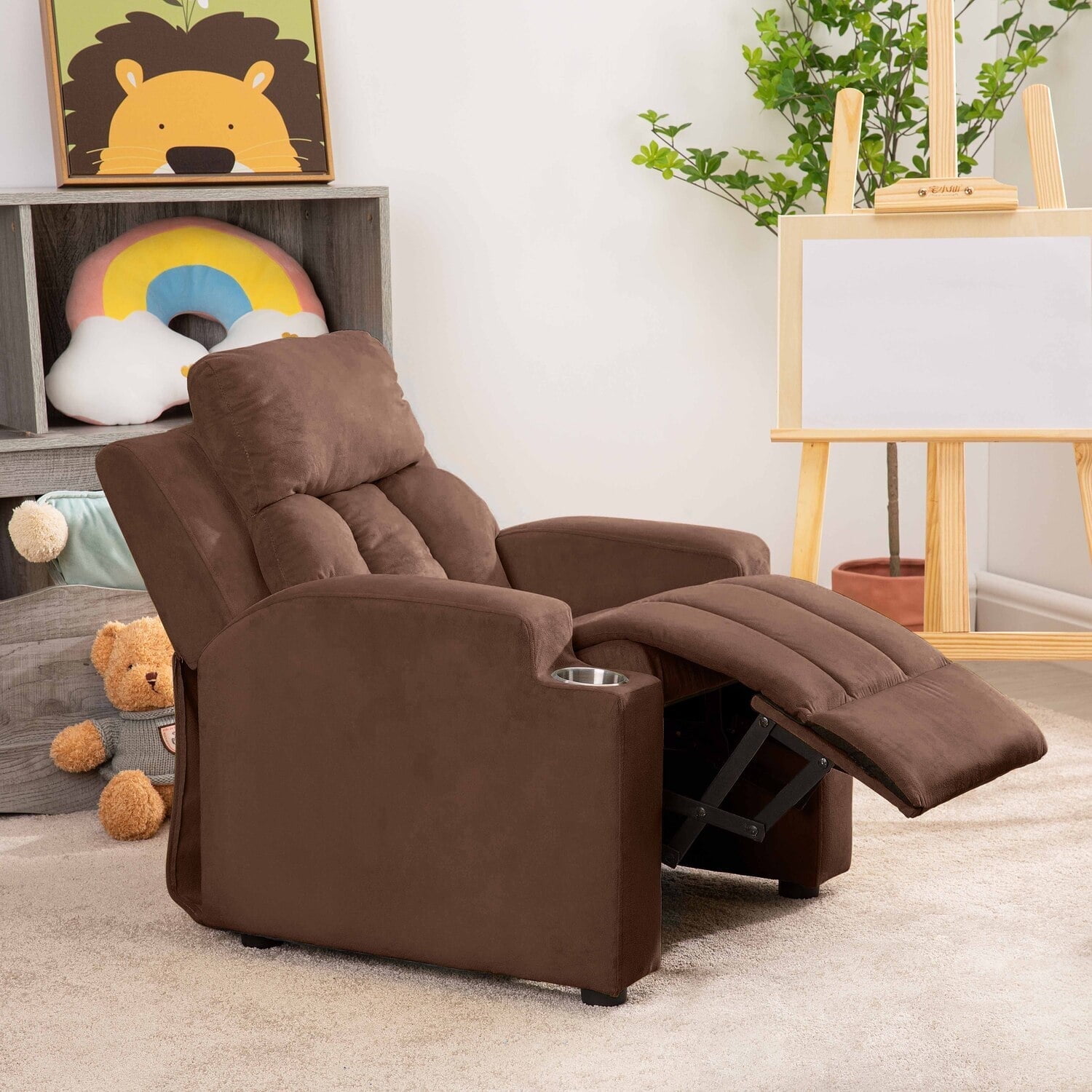 Naomi Home Sally Kids Recliner, Deluxe with Footrest, 2 Cup Holders ...