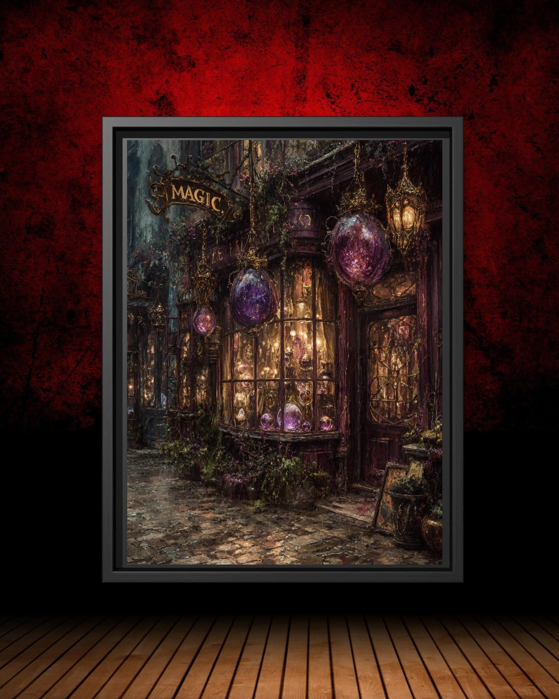 Magic Shop Art Poster, Enchanted Lantern Street Scene, Dark Academia ...