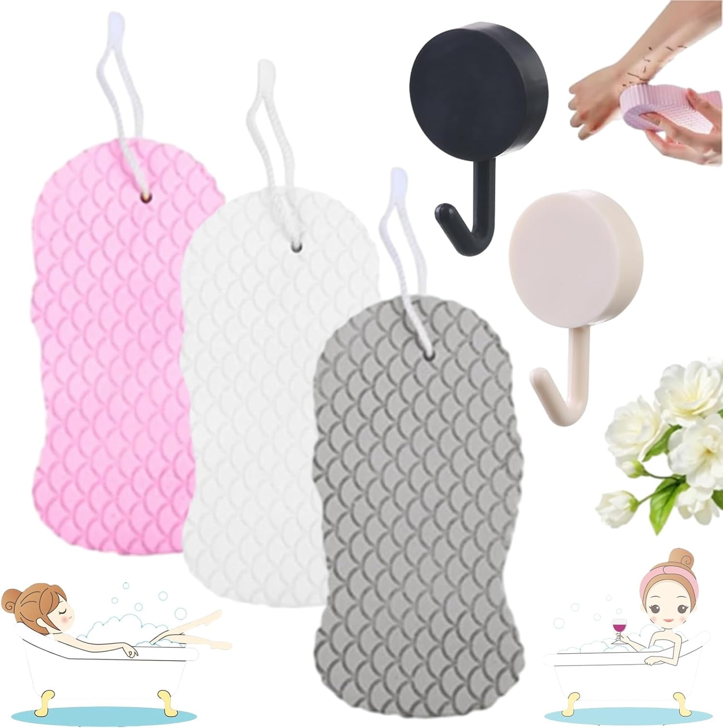 Magic Shop Exfoliating Sponge - 2025 4Pcs 3D Magic Exfoliating Bath ...