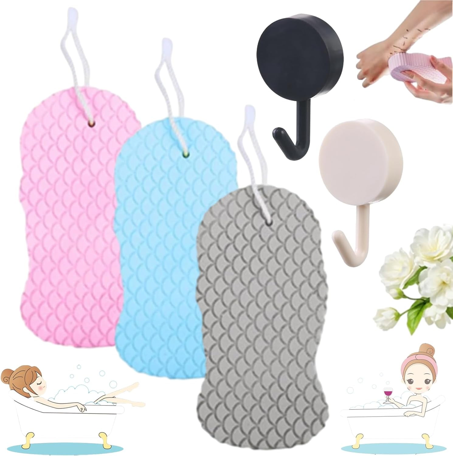 Magic Shop Exfoliating Sponge , 3D Ultra-Soft Exfoliating Bath Sponge ...