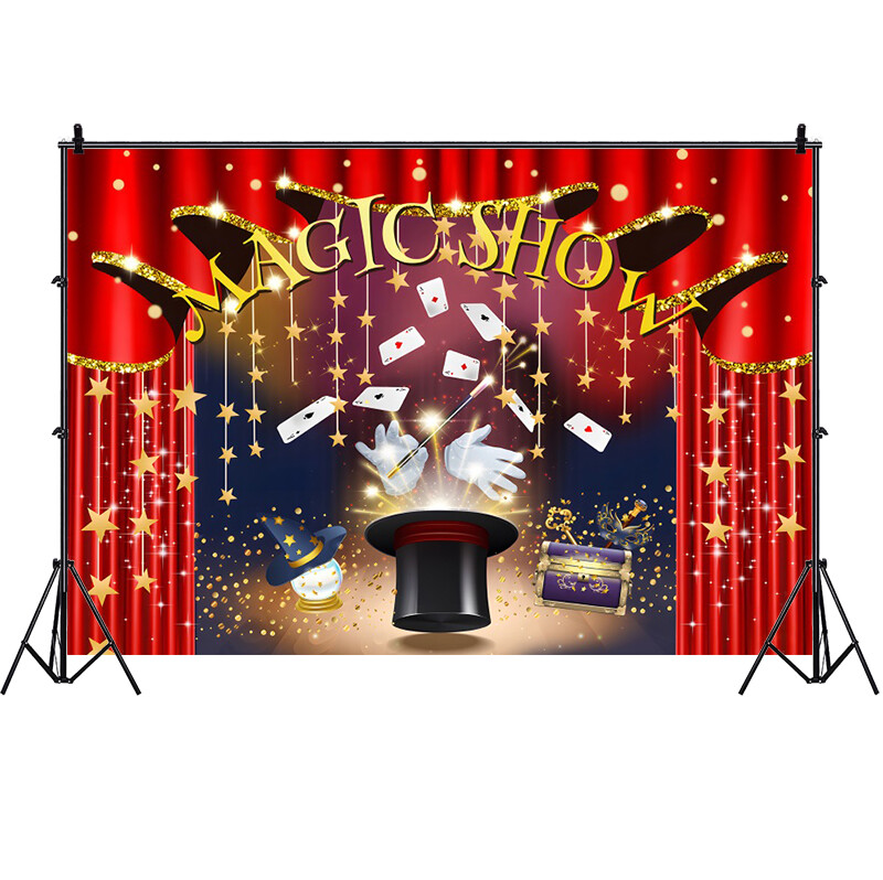 Magic Show Backdrop Casino Party Playing Cards Curtain Photo Background ...