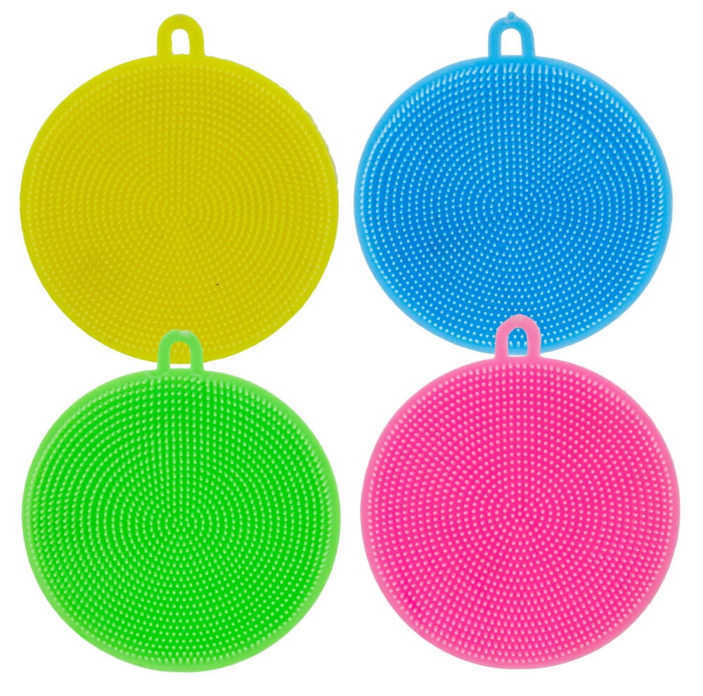 Magic Silicone Sponge Scrubber - 4pc BPA Free Dish Cleaning Brush ...