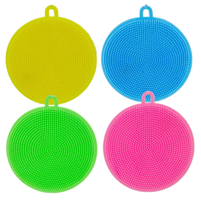 Magic Silicone Sponge Scrubber - 4pc BPA Free Dish Cleaning Brush ...