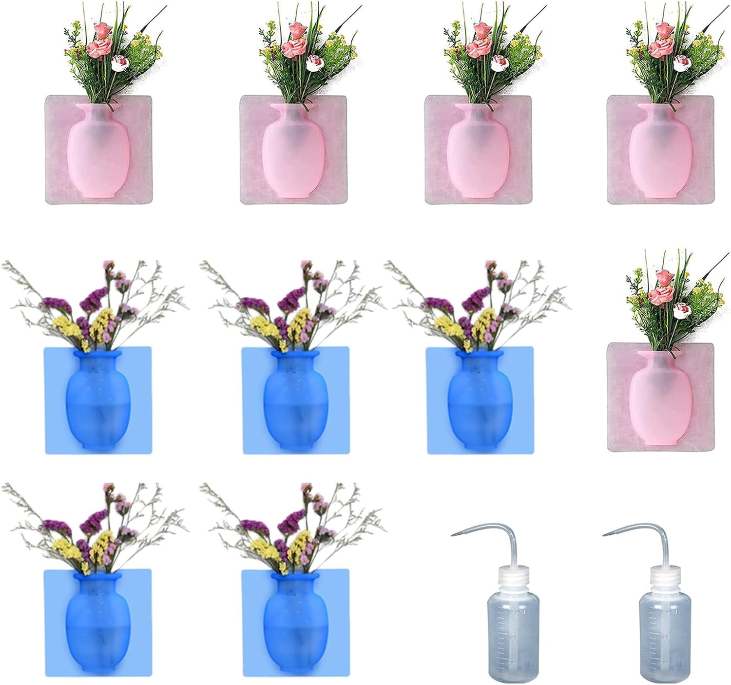 Magic Silicone Vase - Removable Reusable Wall-Mounted Flower Vase, Self ...