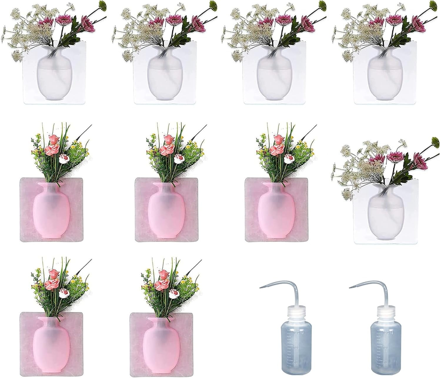 Magic Silicone Vase - Removable Reusable Wall-Mounted Flower Vase, Self ...