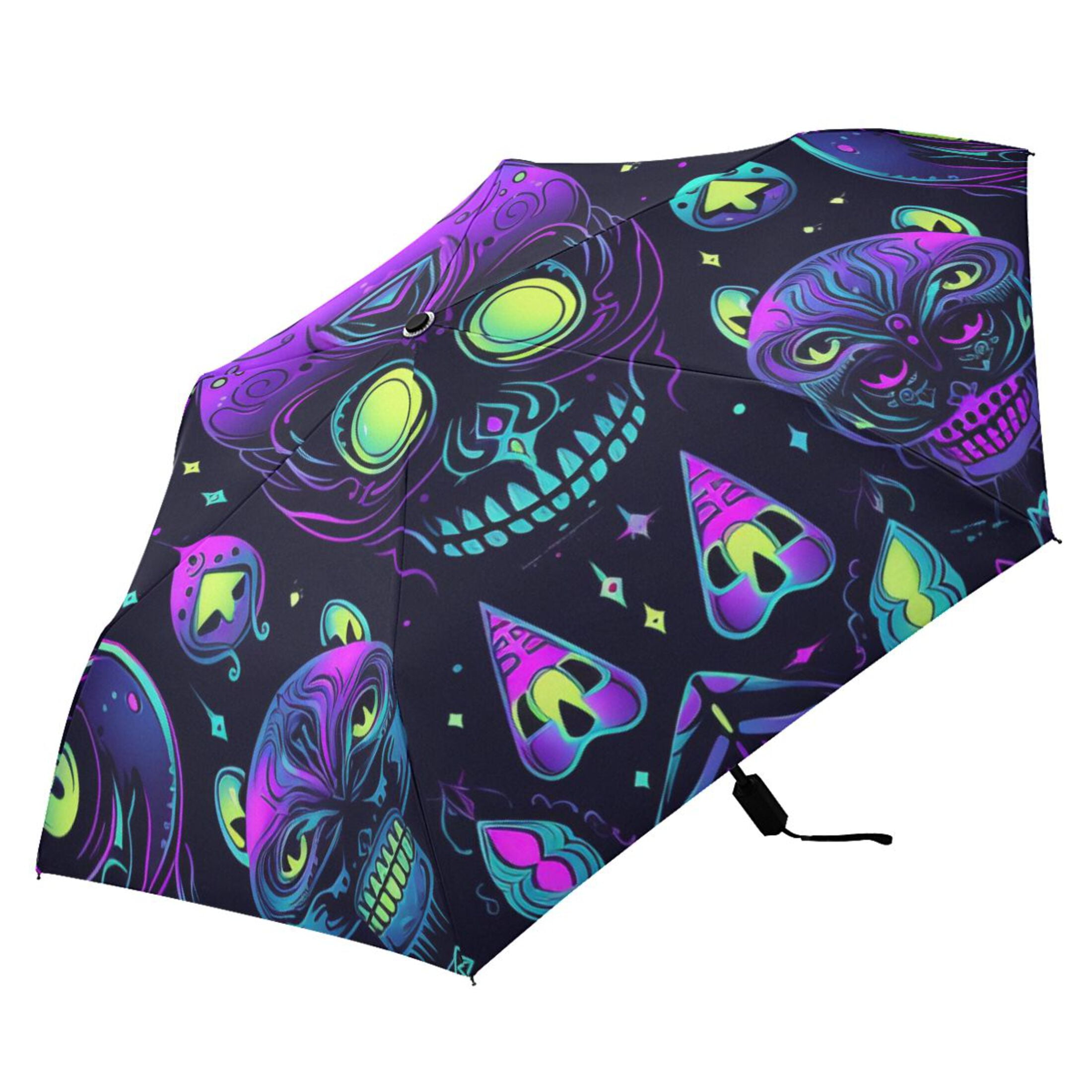 Magic Skeleton Devil Compact Folding Umbrella for Rain Windproof Travel ...