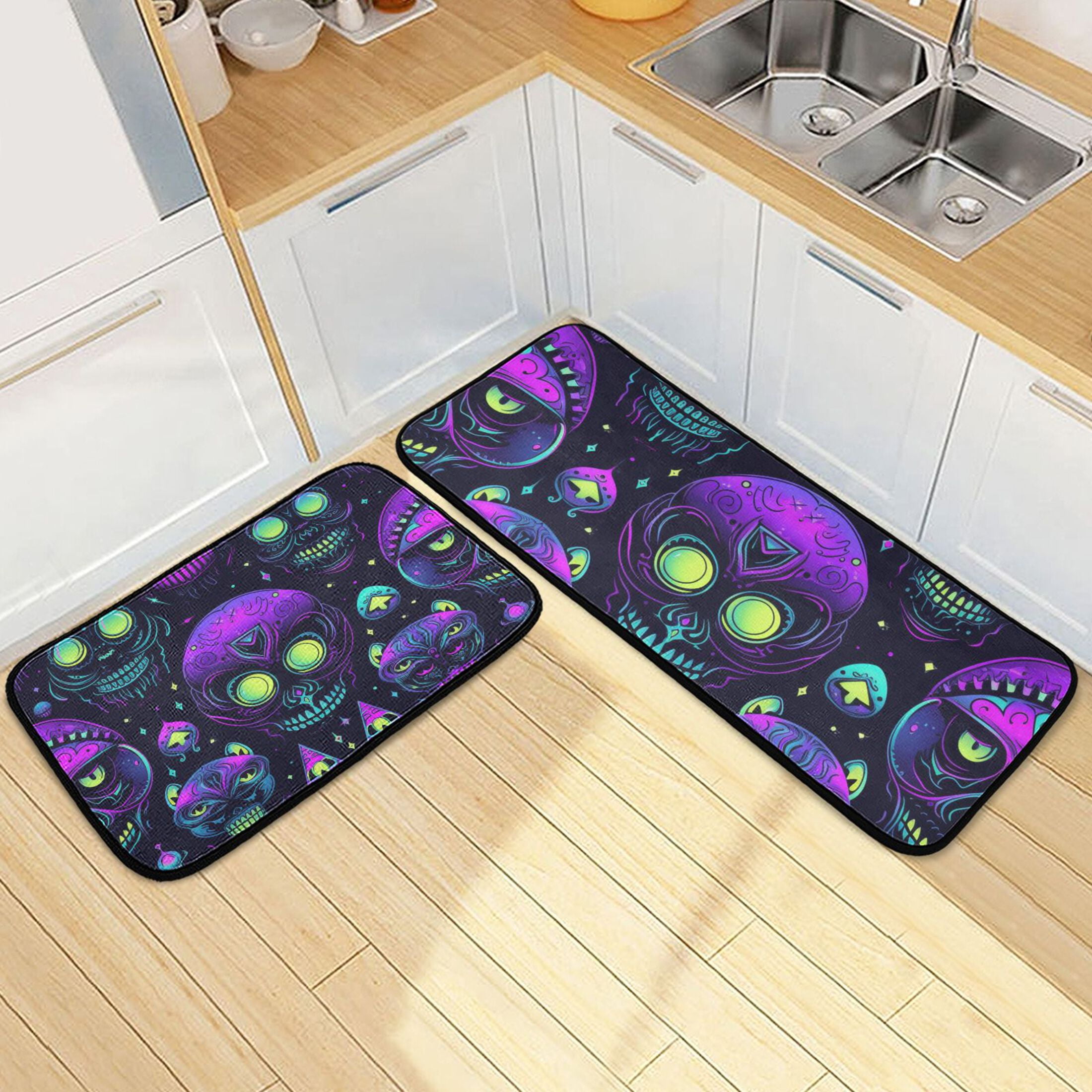 Magic Skeleton Devil Kitchen Rugs Set of 2 Non Slip Floor Foam Mat ...
