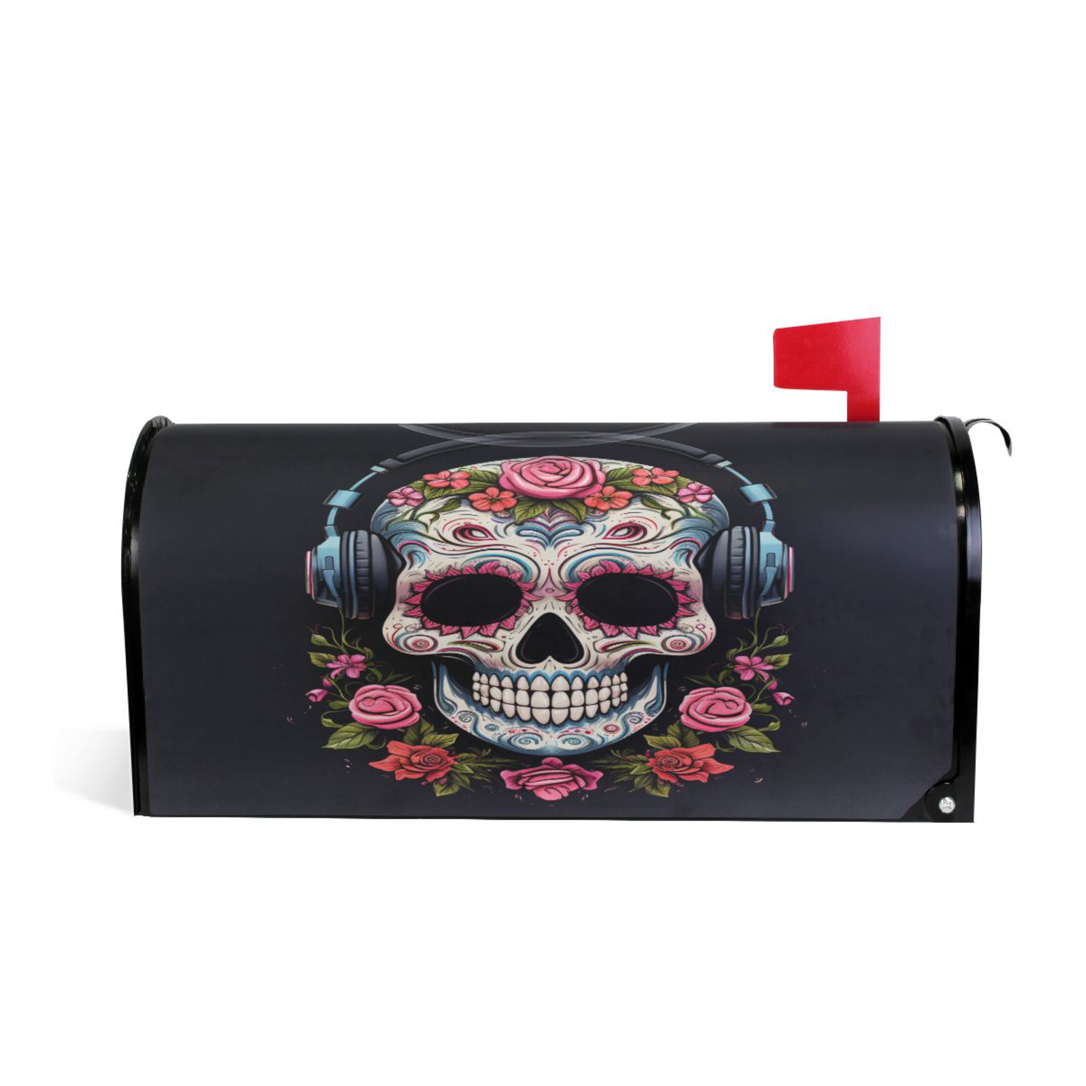 Magic Skeleton Floral Listening Music Magnetic Mailbox Covers Post Box ...