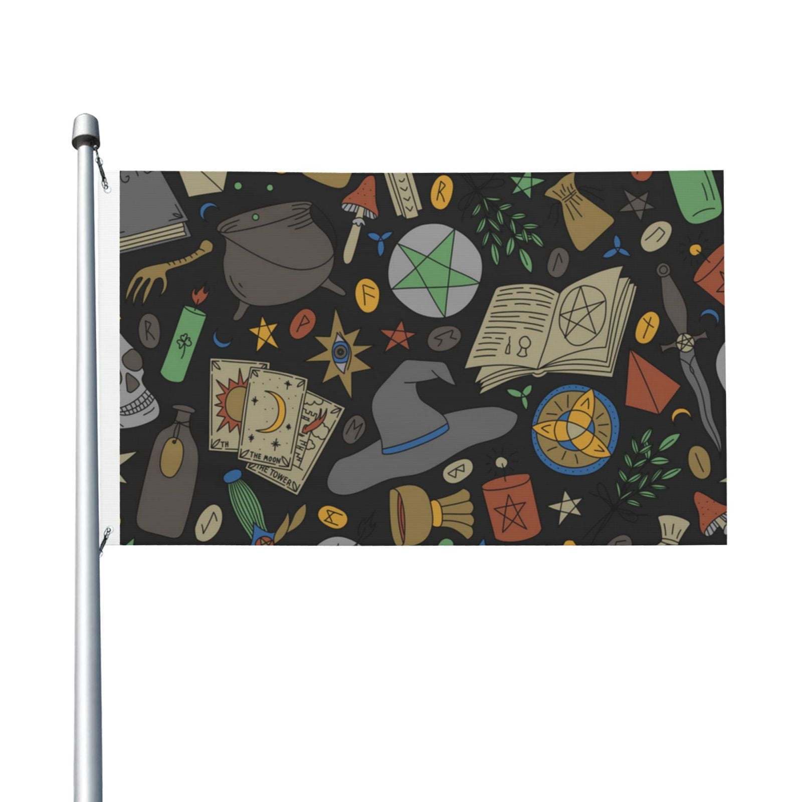 Magic Skull Pentagram Witches Tarot Flag 3X5 Ft Garden Yard House Flags ...
