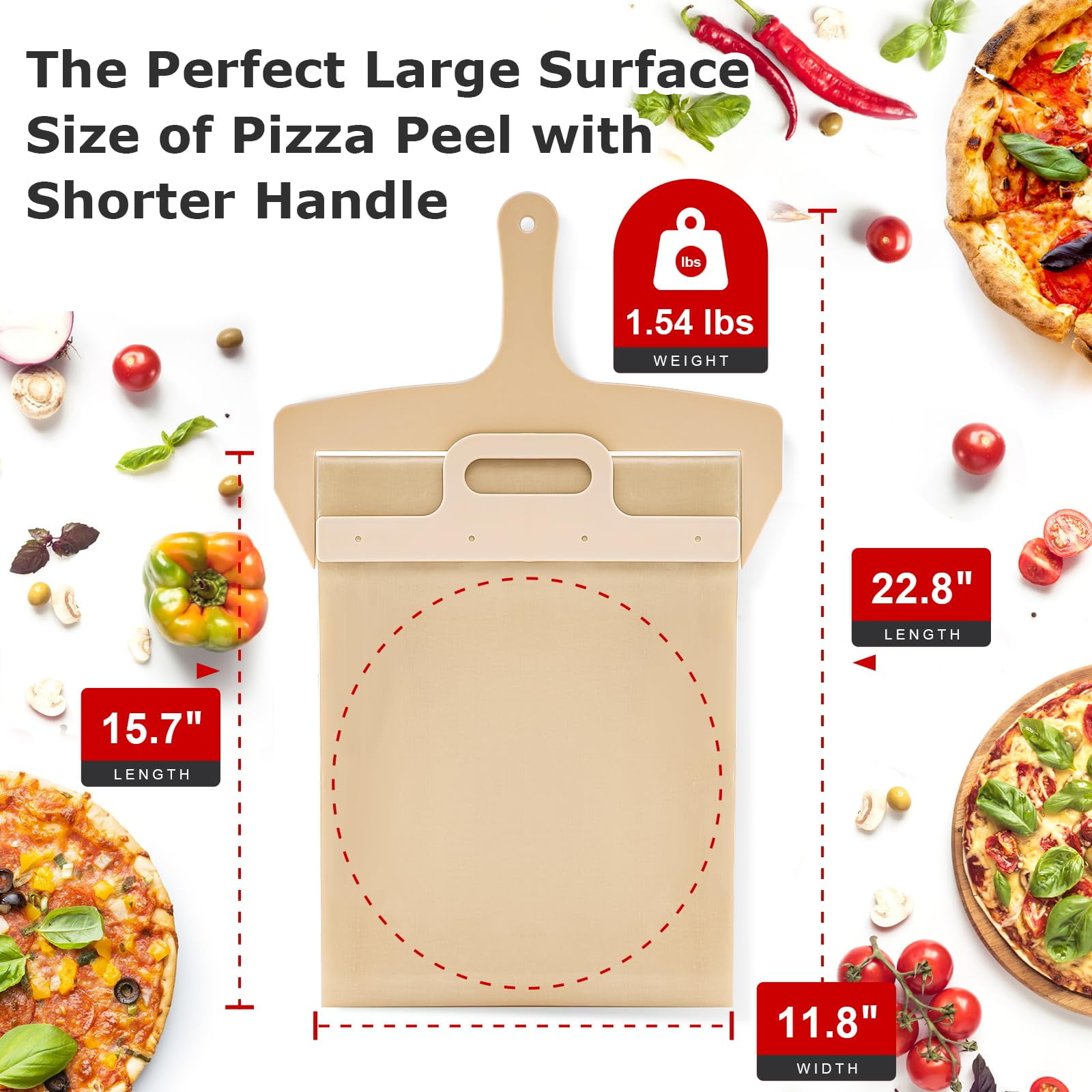 Magic Sliding Pizza Peel - Non-Stick Pizza Shovel with Ergonomic Handle ...