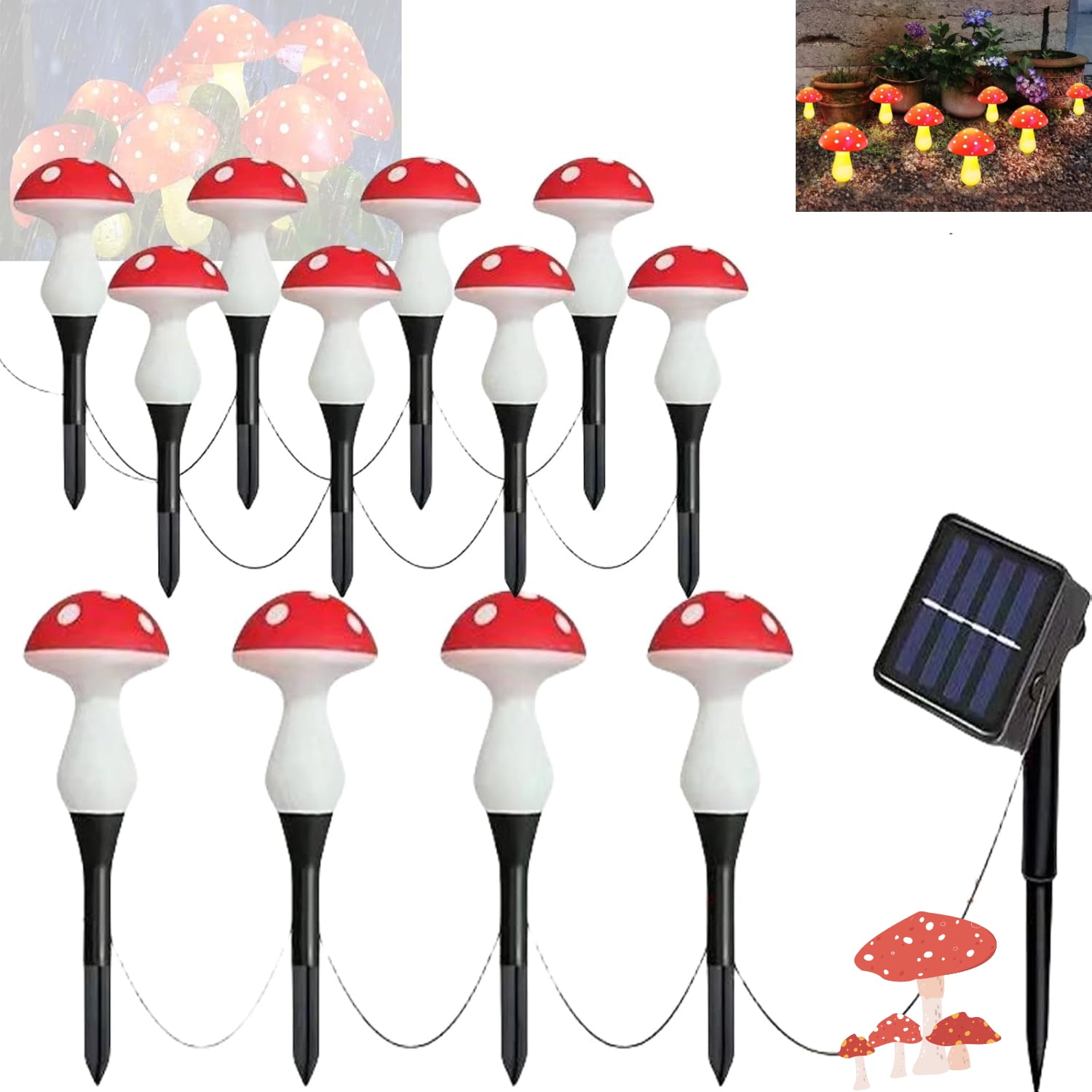 Magic Solar Mushroom Light, 8 Lighting Modes, 8/12/20 PCS Waterproof ...