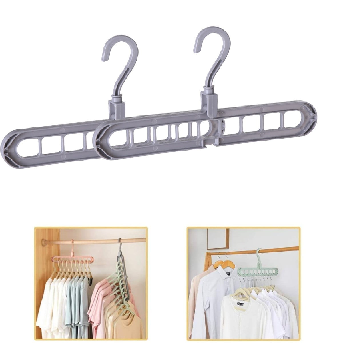 Magic Space Saving Clothes Hangers Standard Hangers with 9 Holes Space ...