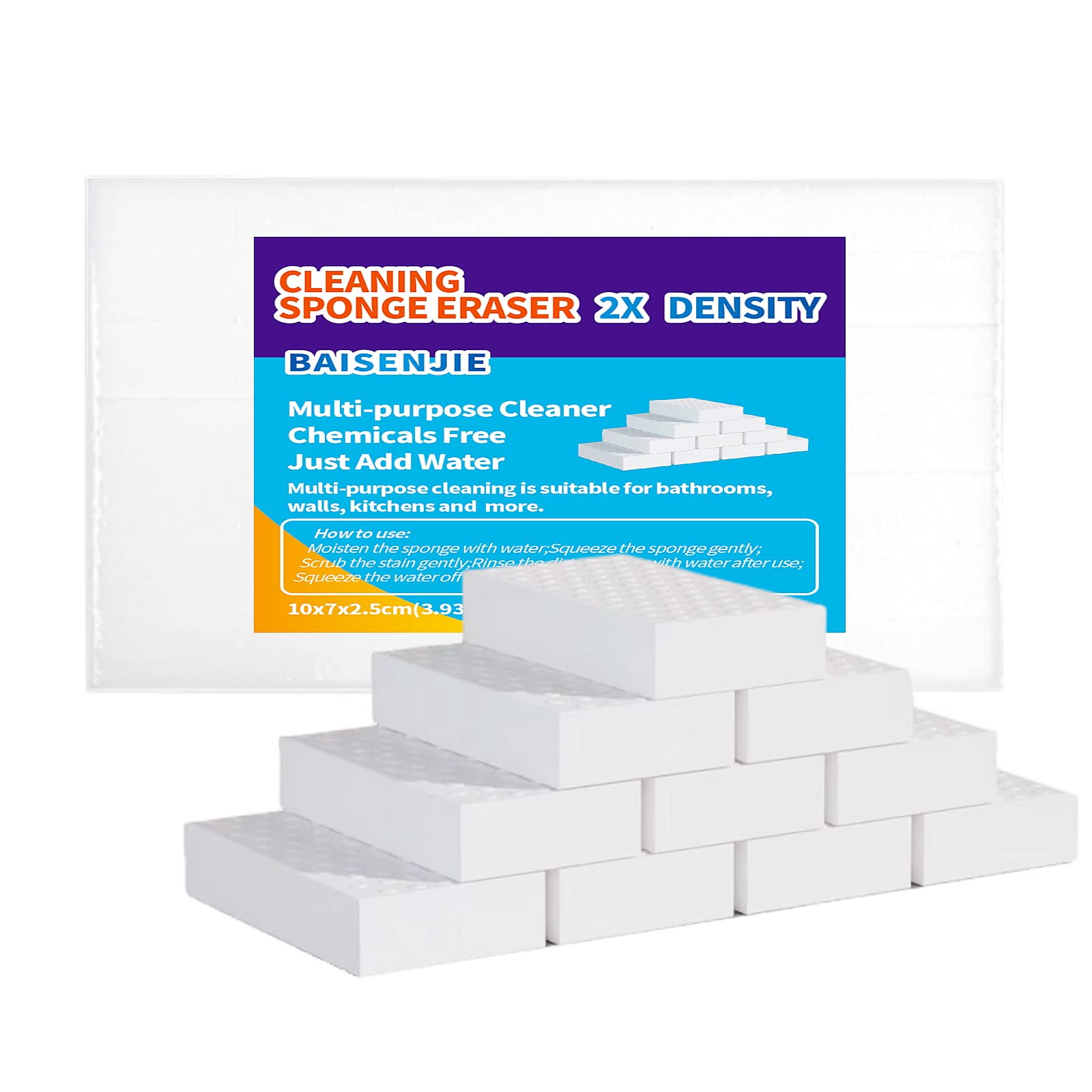 Magic Sponges Eraser,10 Pack Melamine Sponge in Bulk,2X Density,Long ...